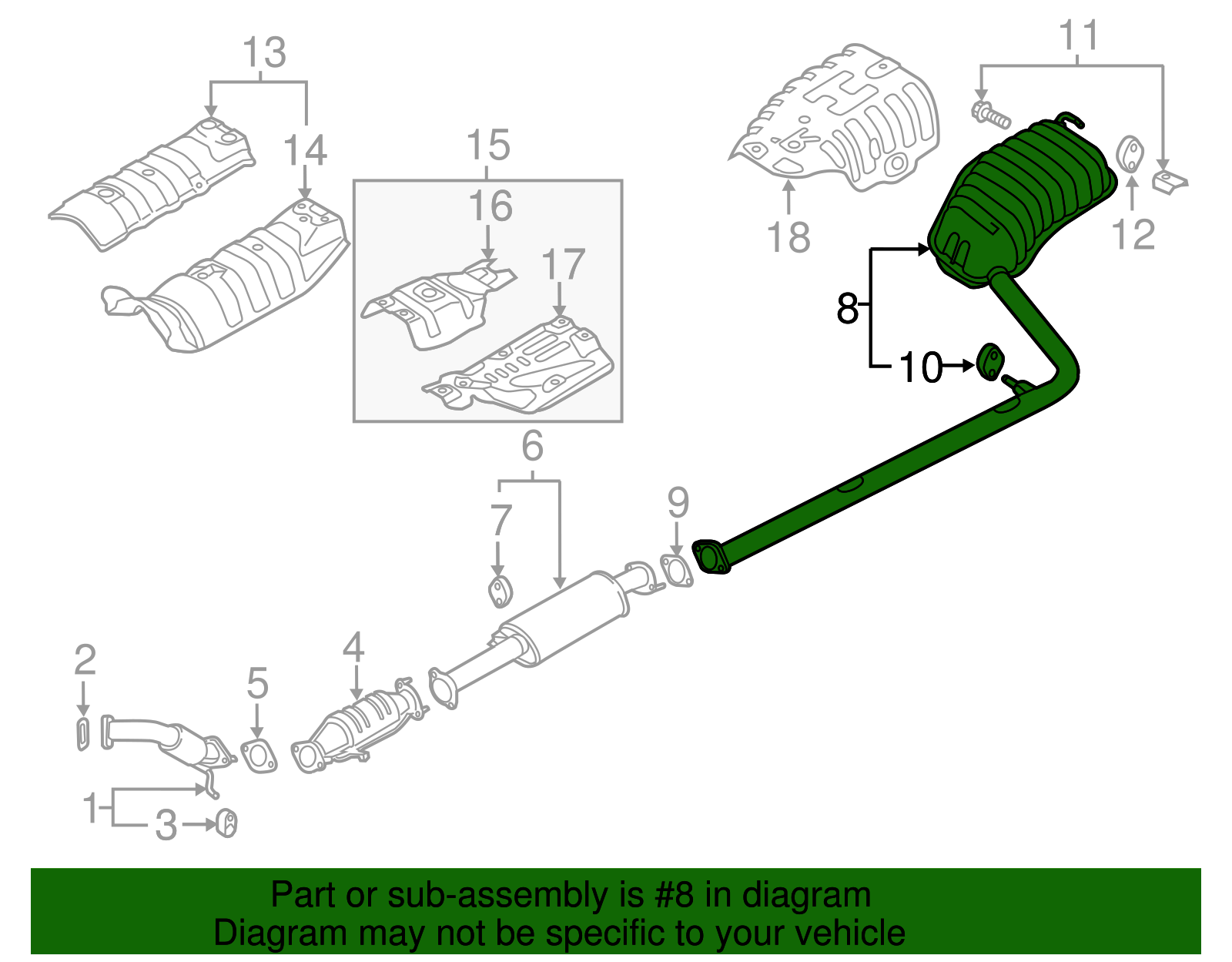 2011-2014 Hyundai Sonata Muffler & Pipe 28710-3Q110 | OEM Parts Online