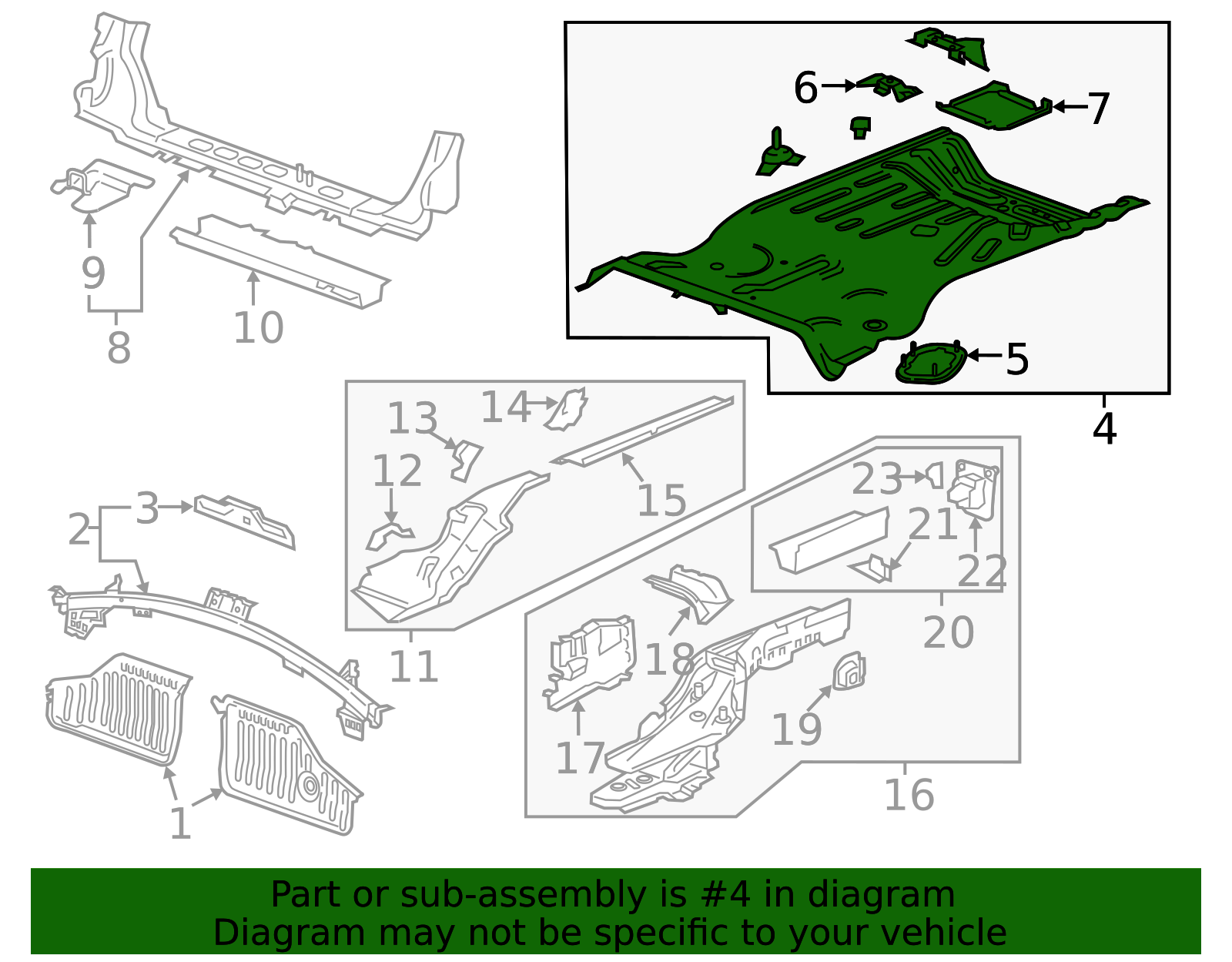 OEM GM Rear Floor Pan For 2016-2018 Chevrolet Volt - Part No. 84538821 ...