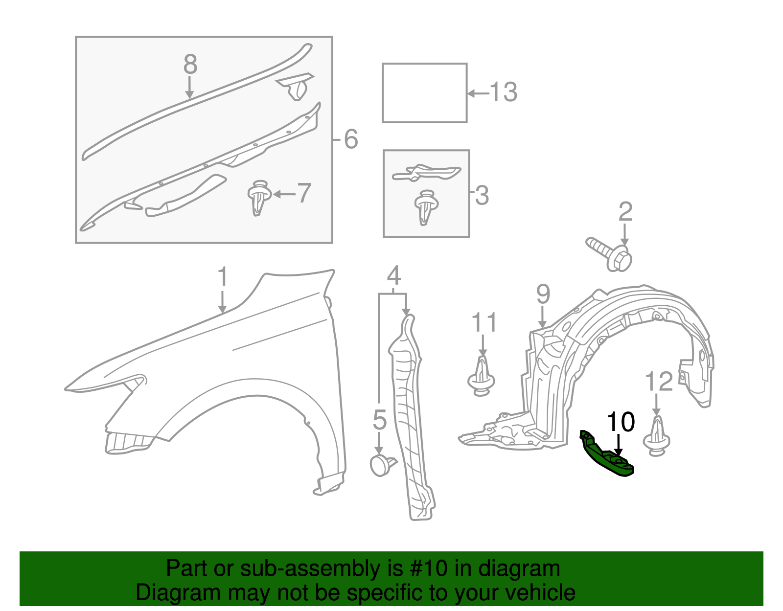 53851-76020 - Fender Liner Pad - 2011-2017 Lexus CT200h | My L Parts