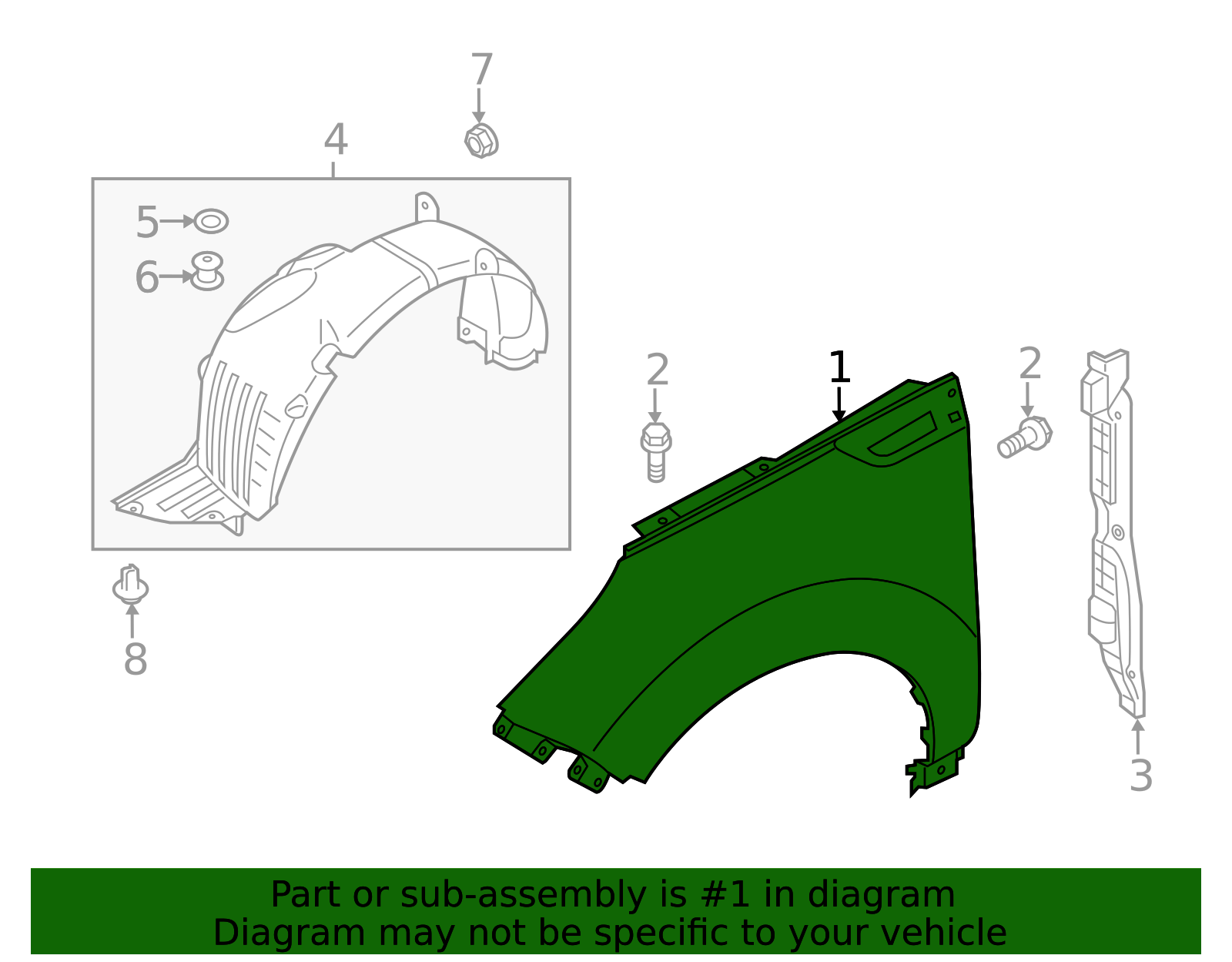 2014-2019 Kia Fender - Passenger Side (RH) 66321-B2000 | TascaParts.com