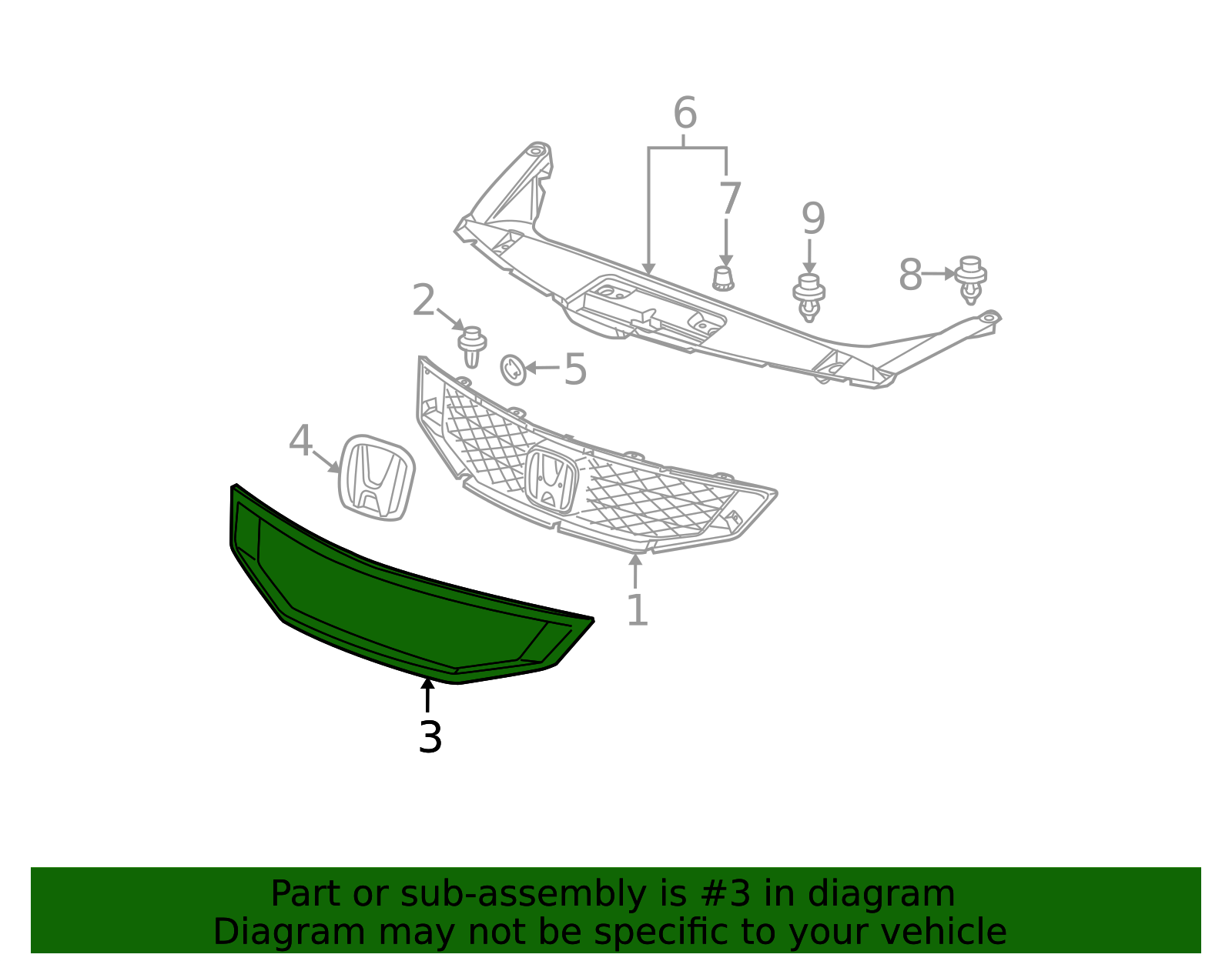 Grille Molding 71122-TE0-A01 | Cheaper Honda Parts