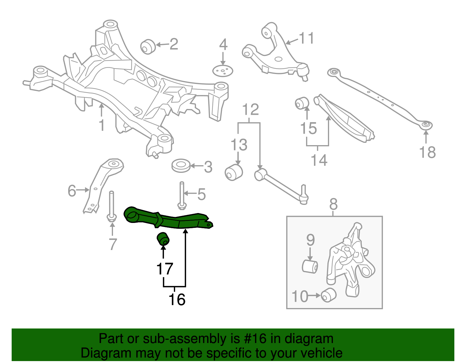 2012-2018 Subaru Trailing Arm 20250FJ001 | Subaru Parts Guys