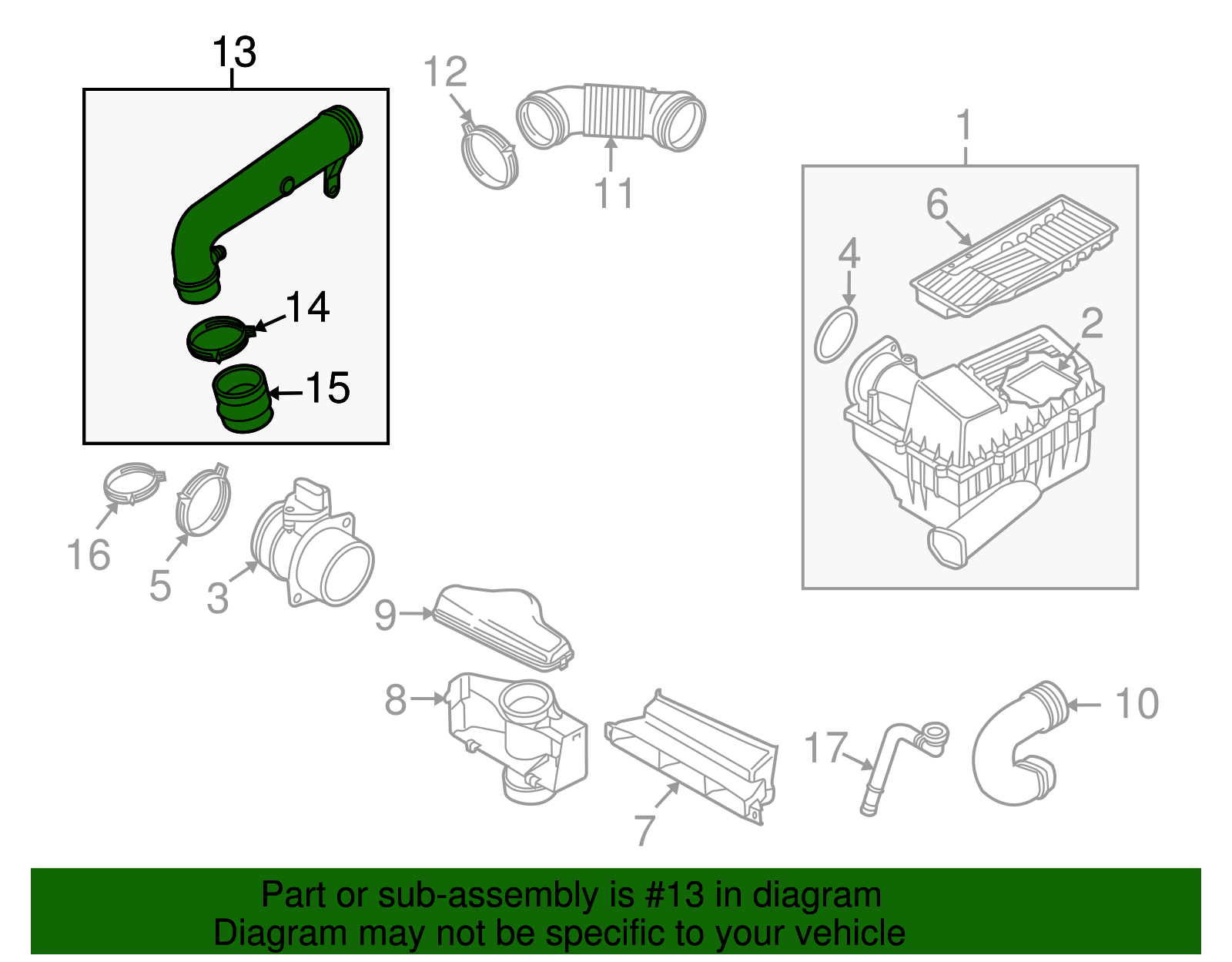 2009-2018 Volkswagen Engine Air Intake Hose 1K0-129-654-BE | VW Direct ...