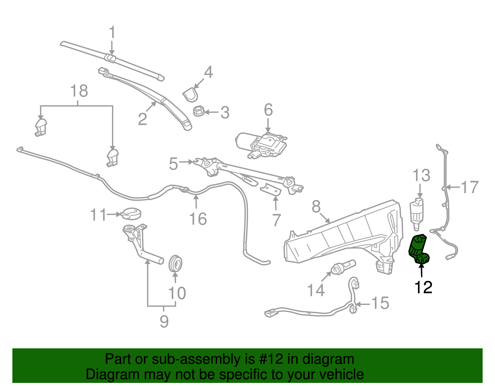 25979368 - 2010-2016 Cadillac SRX - Windshield Washer Pump | Partners Chevy