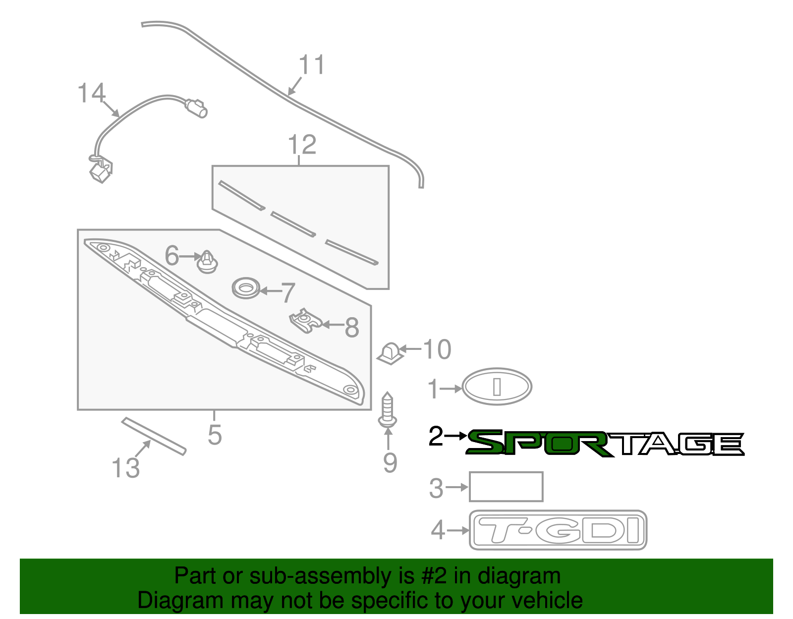 2011-2016 Kia Sportage Nameplate 86310-3W000 | Kia Automotive Parts