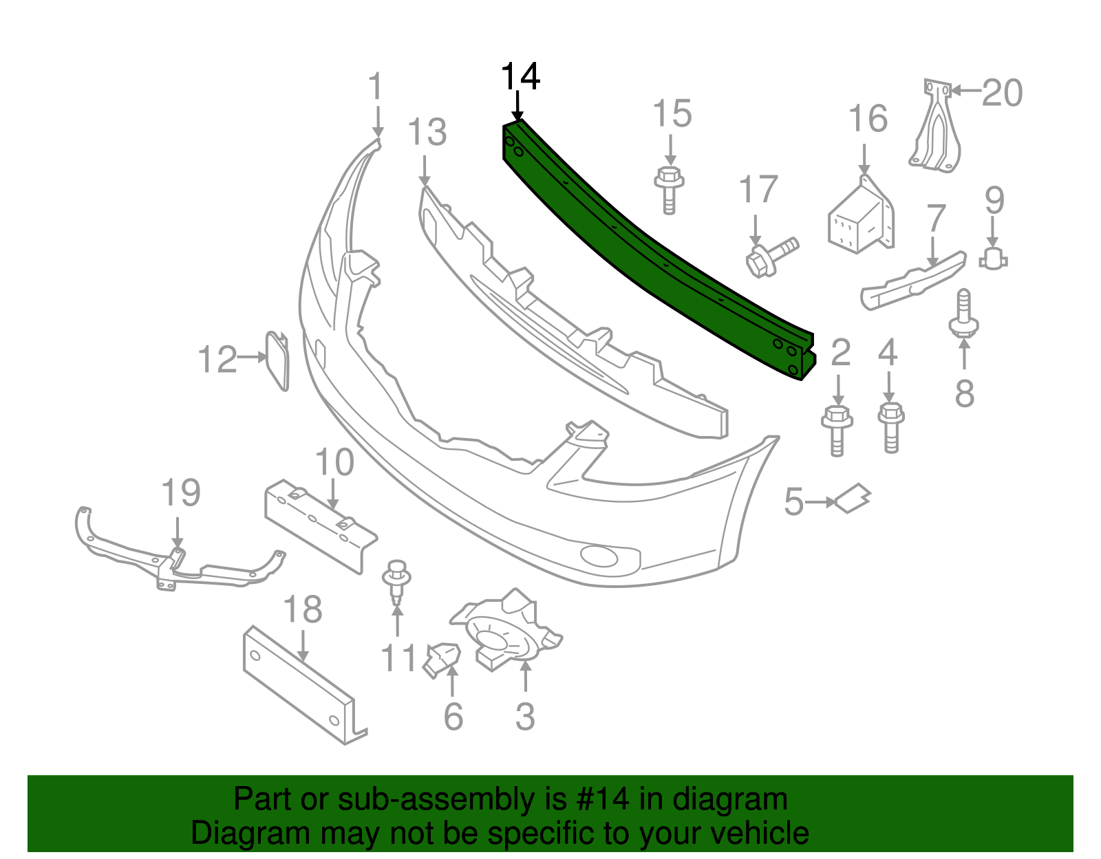 2011-2012 Nissan Altima Impact Bar 62030-ZX00A | OEM Parts Online