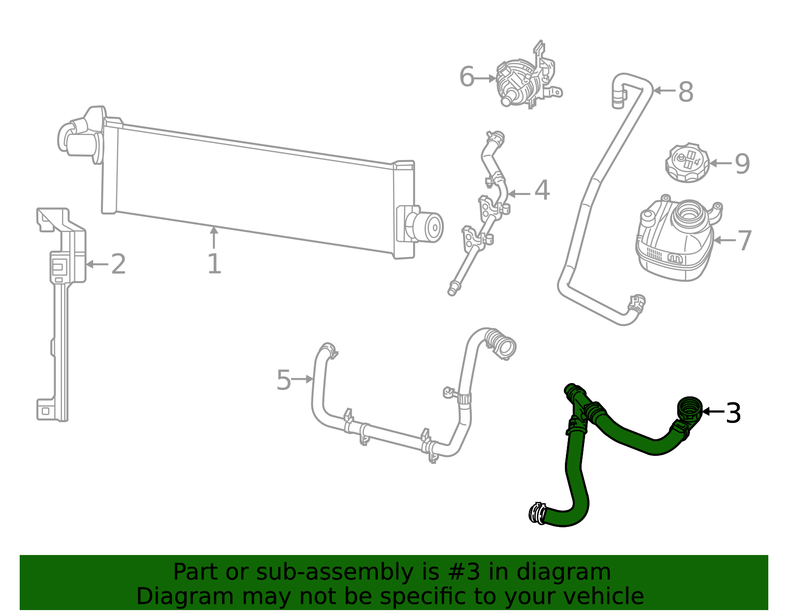 2018-2023 Jeep Wrangler Radiator Inlet Hose 68335904AD | Mopar Parts Canada