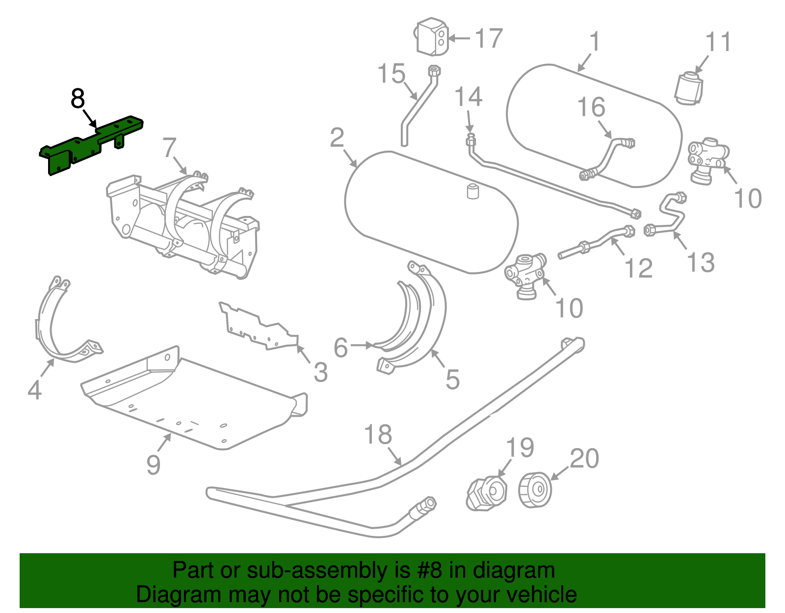 2015-2018 GM Compressed Natural Gas (CNG) Tank Frame Bracket 19258357 ...