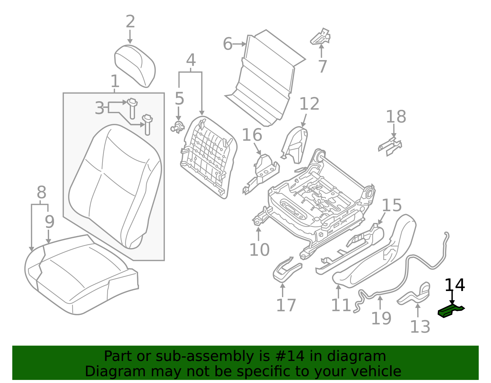 2013-2024 Nissan Recline Knob 87468-9FV0A | Nissan Parts Plus