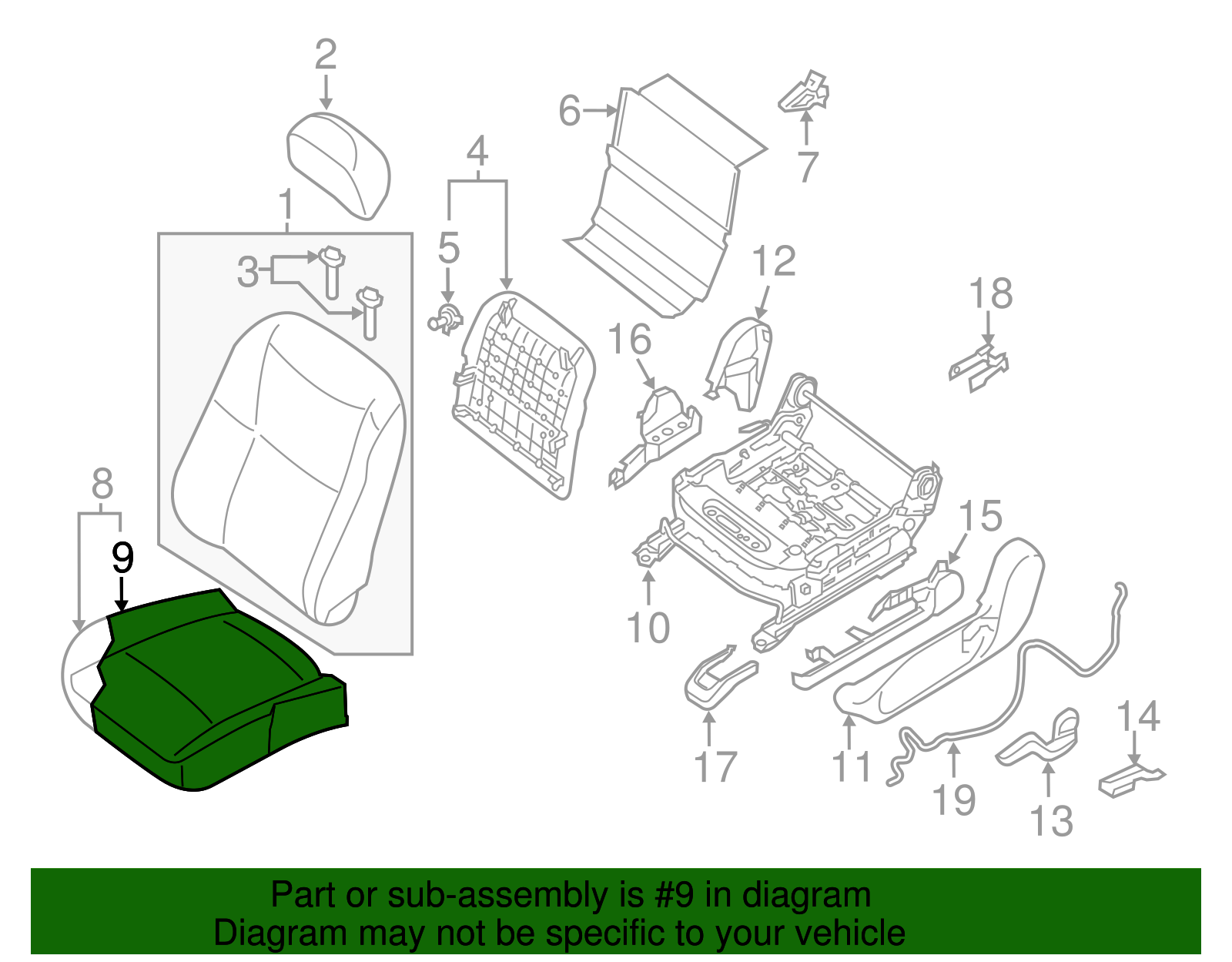 87370-9HT4A - 2018 Nissan Altima - Cushion Cover | Anicra Nissan Parts
