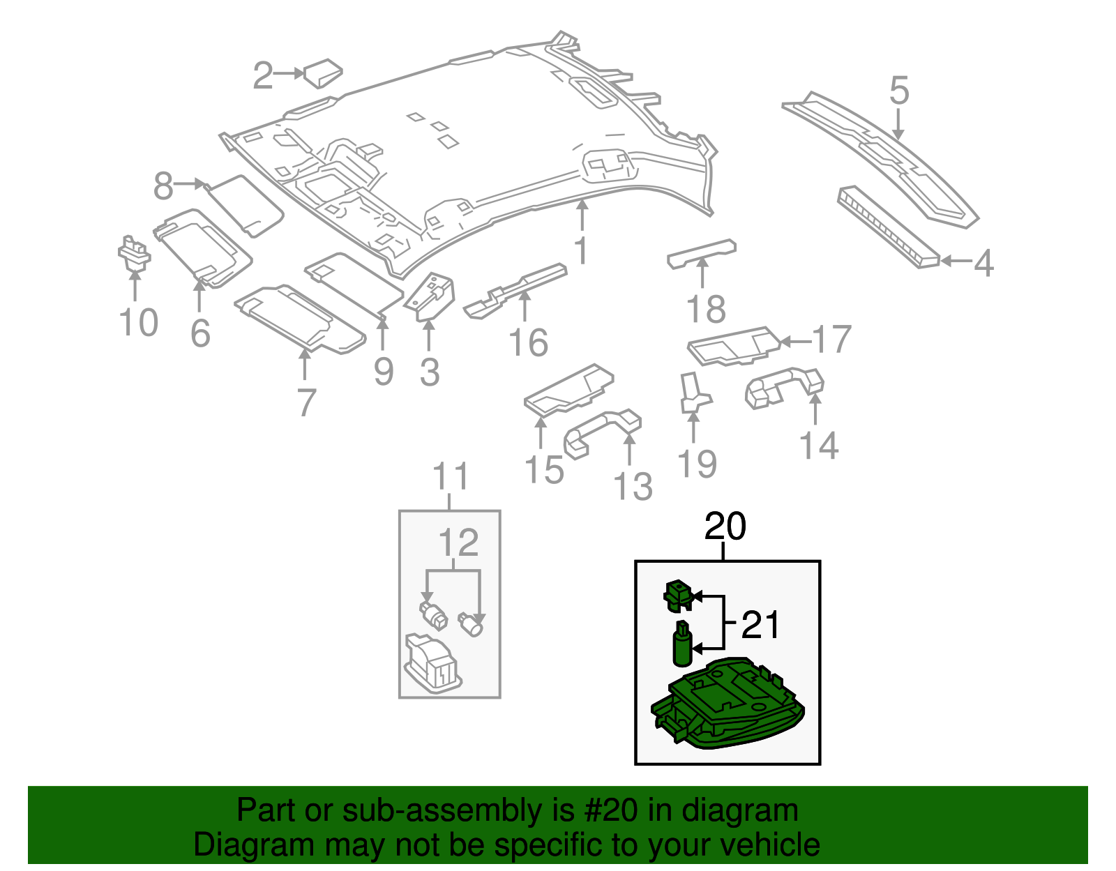 212-900-10-23-9051 - Map Lamp Assembly 2010-2015 Mercedes-Benz ...