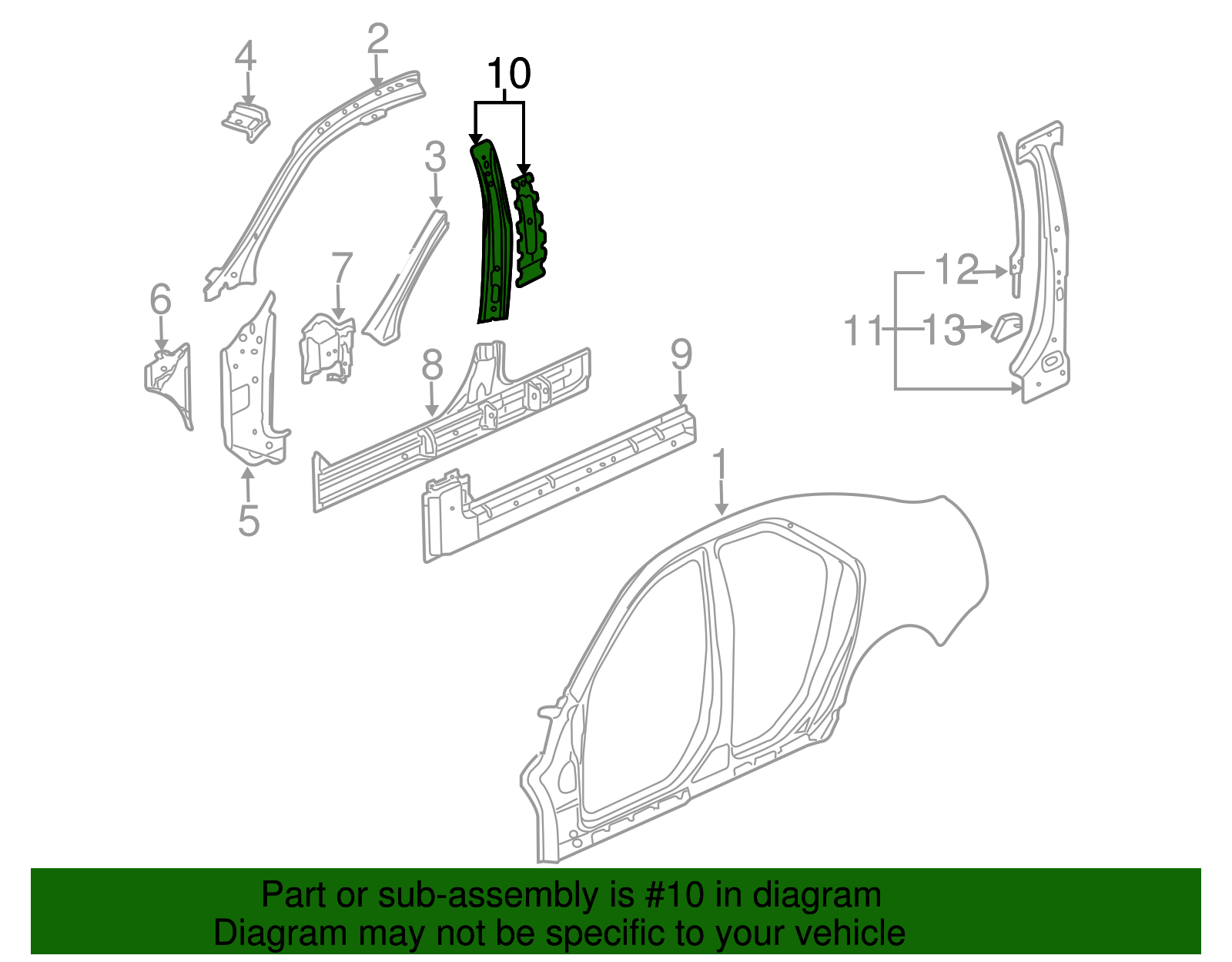 15265459 - 2008-2014 Cadillac CTS - Passenger Side Center Pillar Inner ...