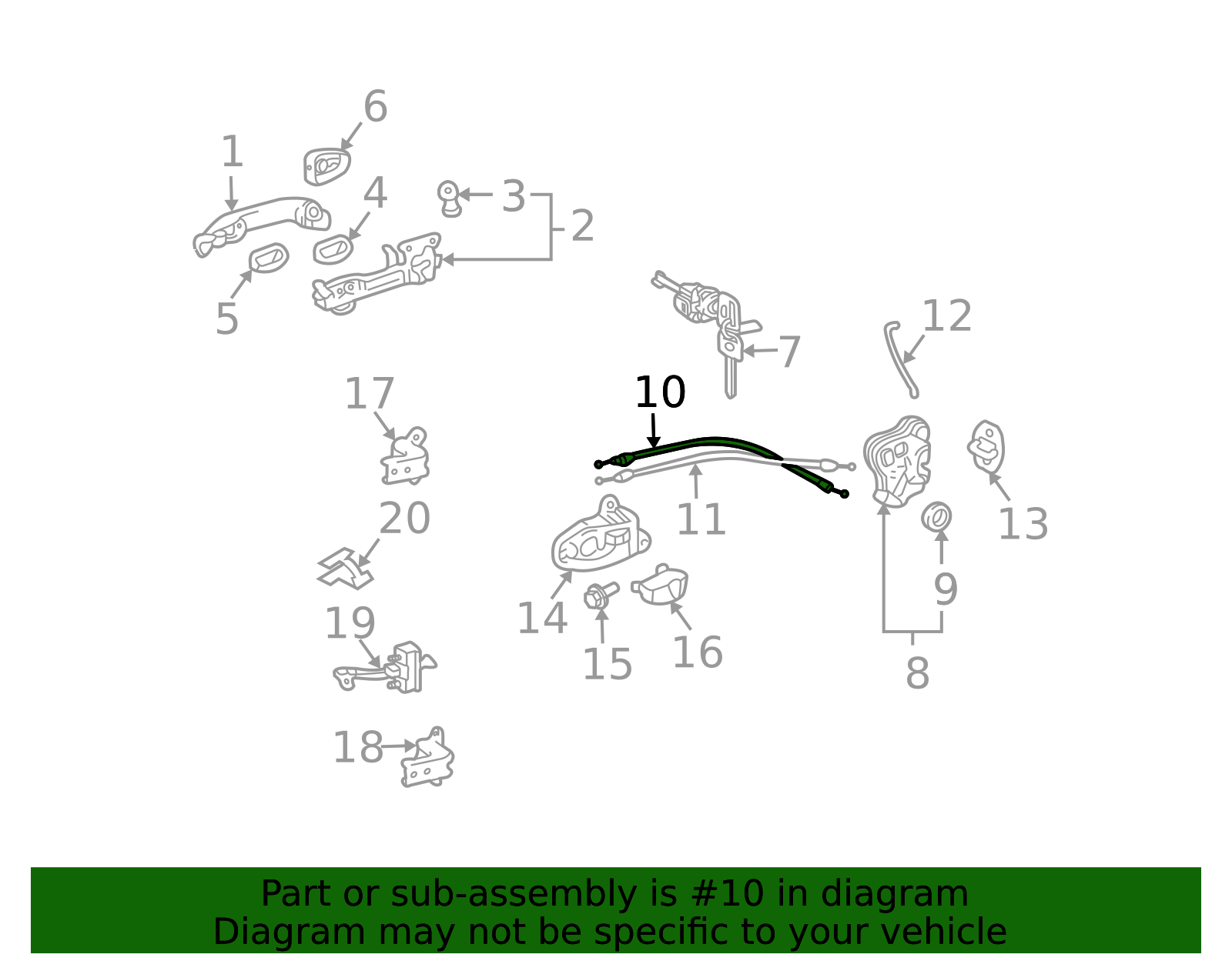 69710-0E010 - High-Quality Door Latch Cable for 2004-2009 Lexus ...