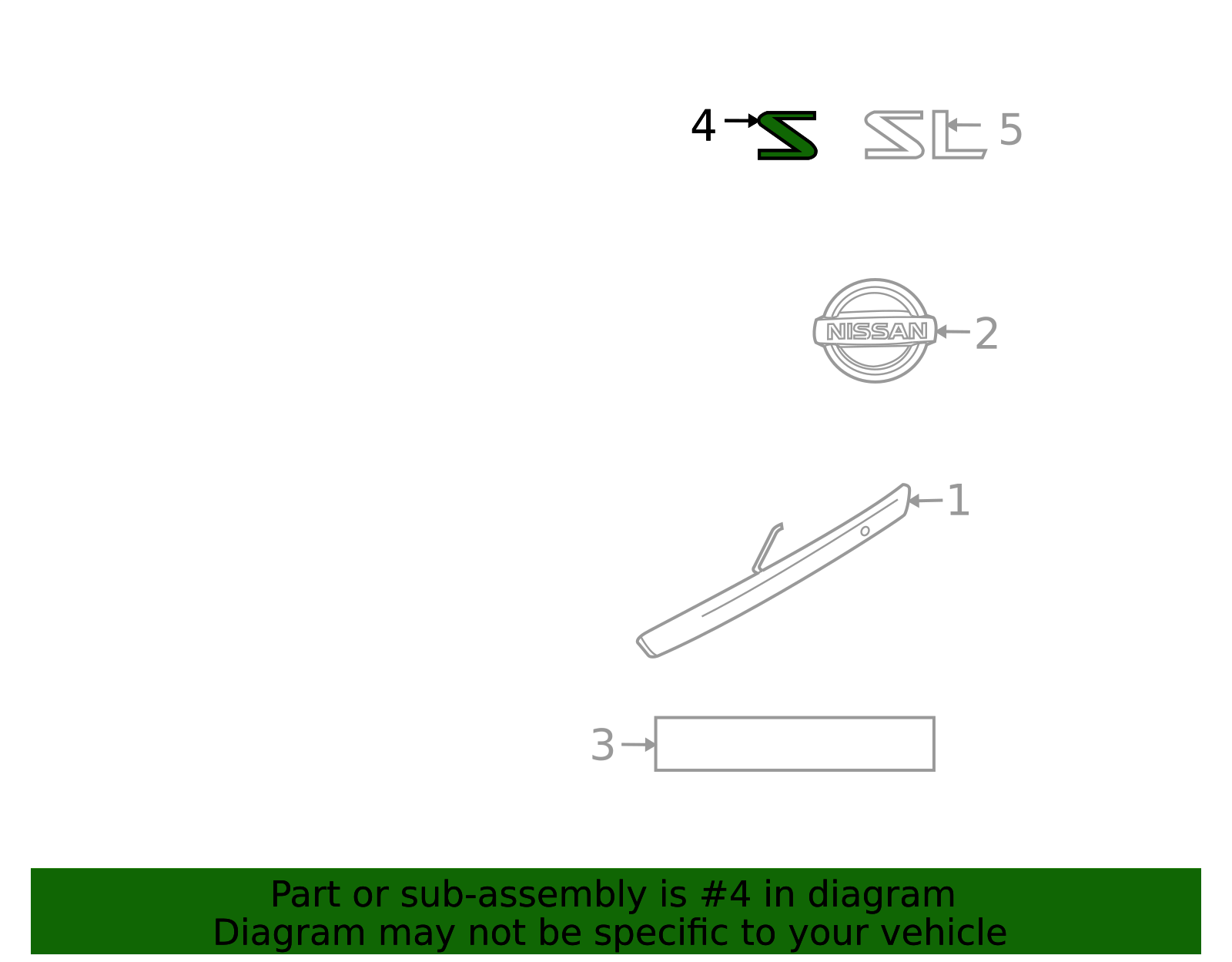 90892-EM30C - Deck Lid Emblem 2007-2011 Nissan | Official Nissan Parts ...