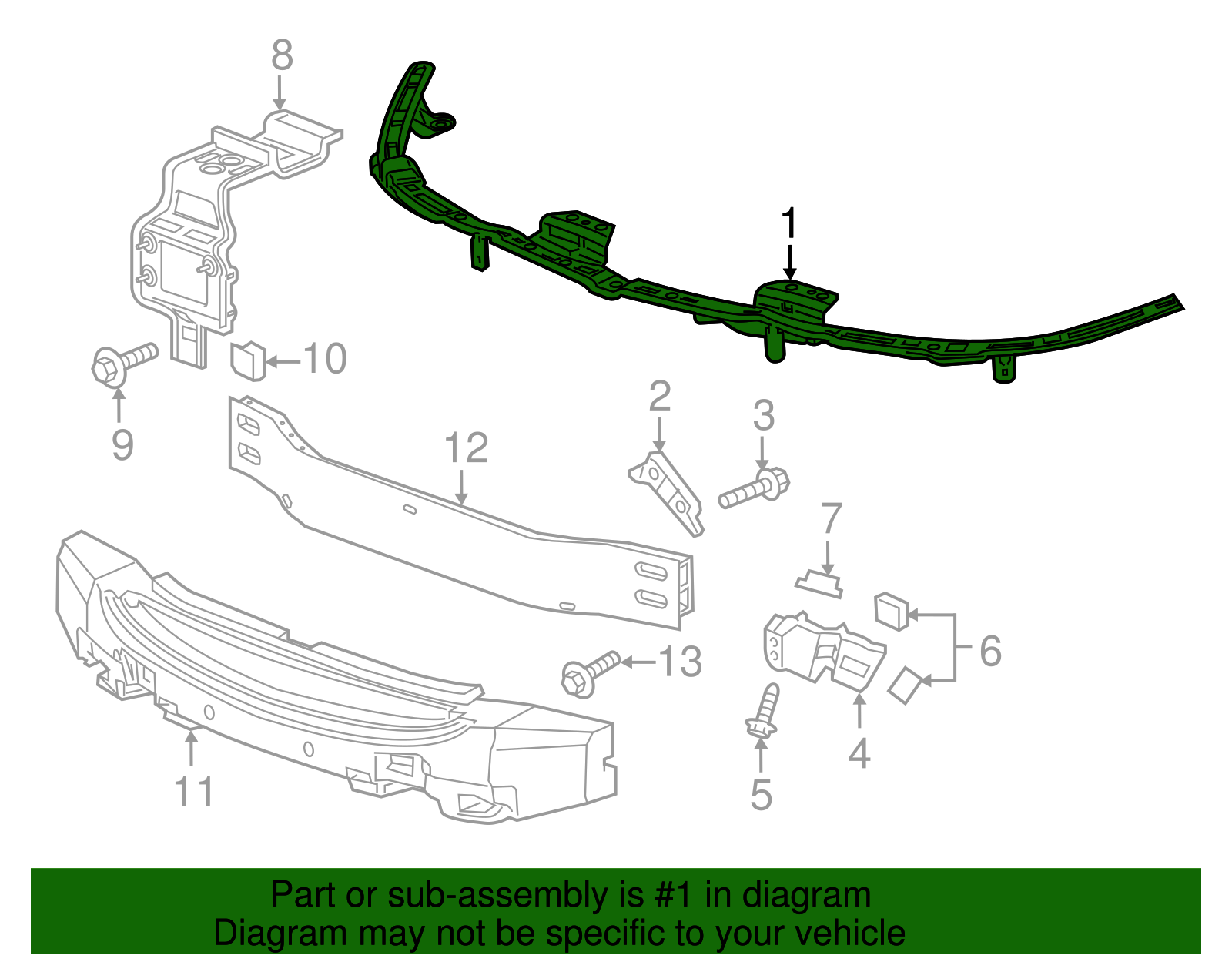 2017-2019 Buick LaCrosse Front Bumper Fascia Center Support 26219351 ...