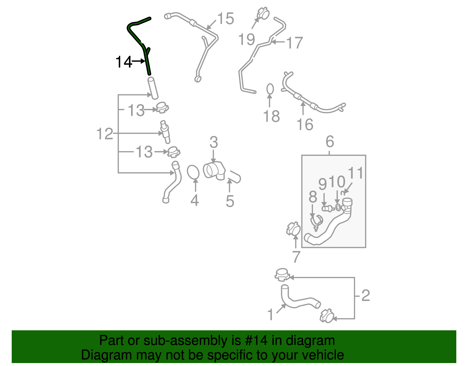 1K0-121-070-AQ - Water Pipe 2006-2013 Volkswagen | Wolfsburg Parts Direct