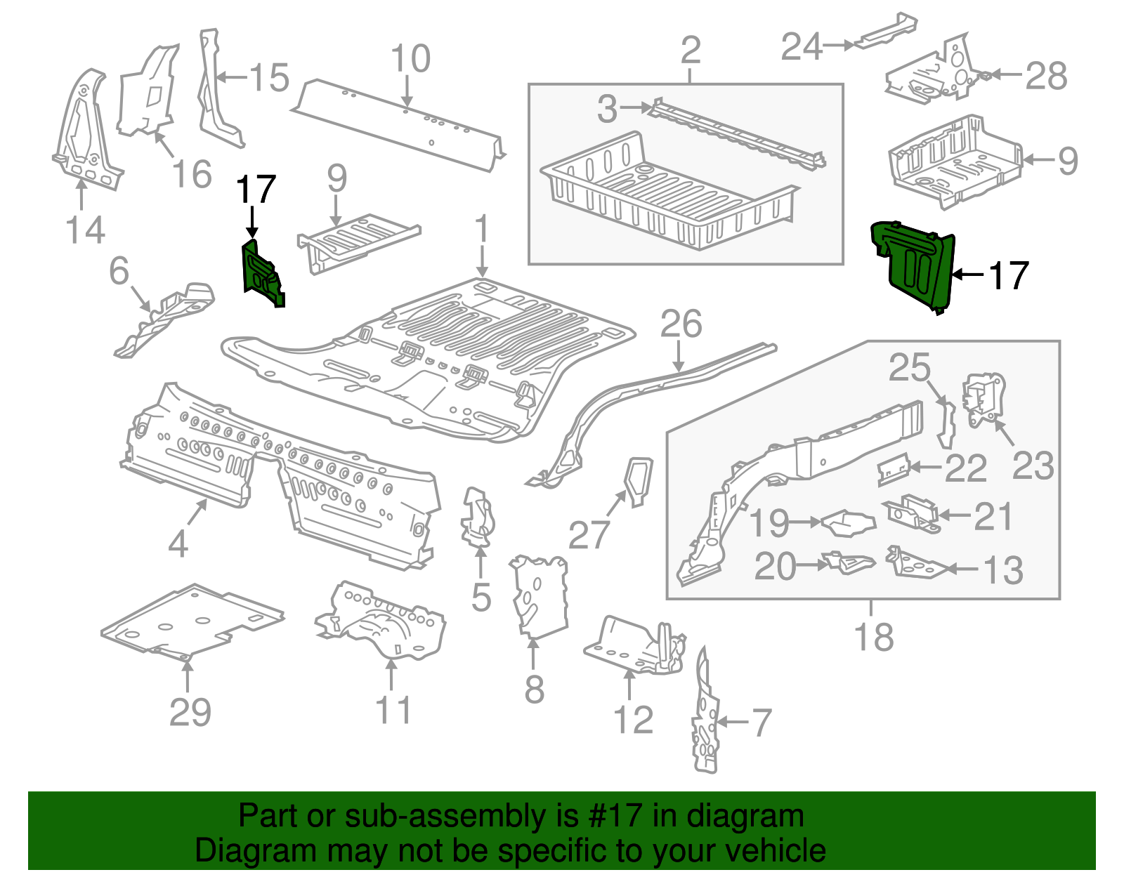 2013-2019 Cadillac Rear Driver Side Wheelhouse Inner Panel Extension ...