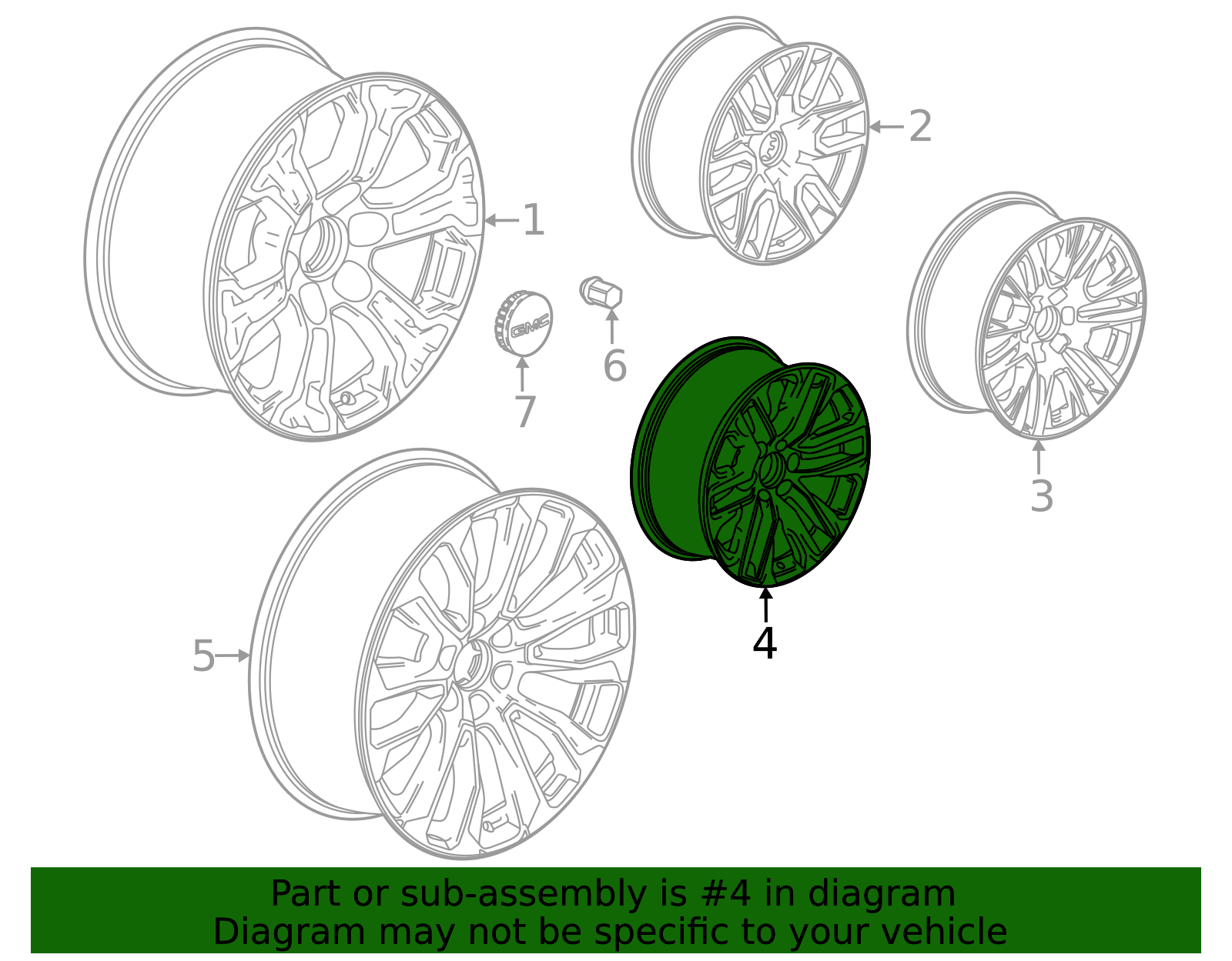 2021-2024 GMC 20x9 Aluminum Wheel 84647039 GM | GMPartsDirect.com
