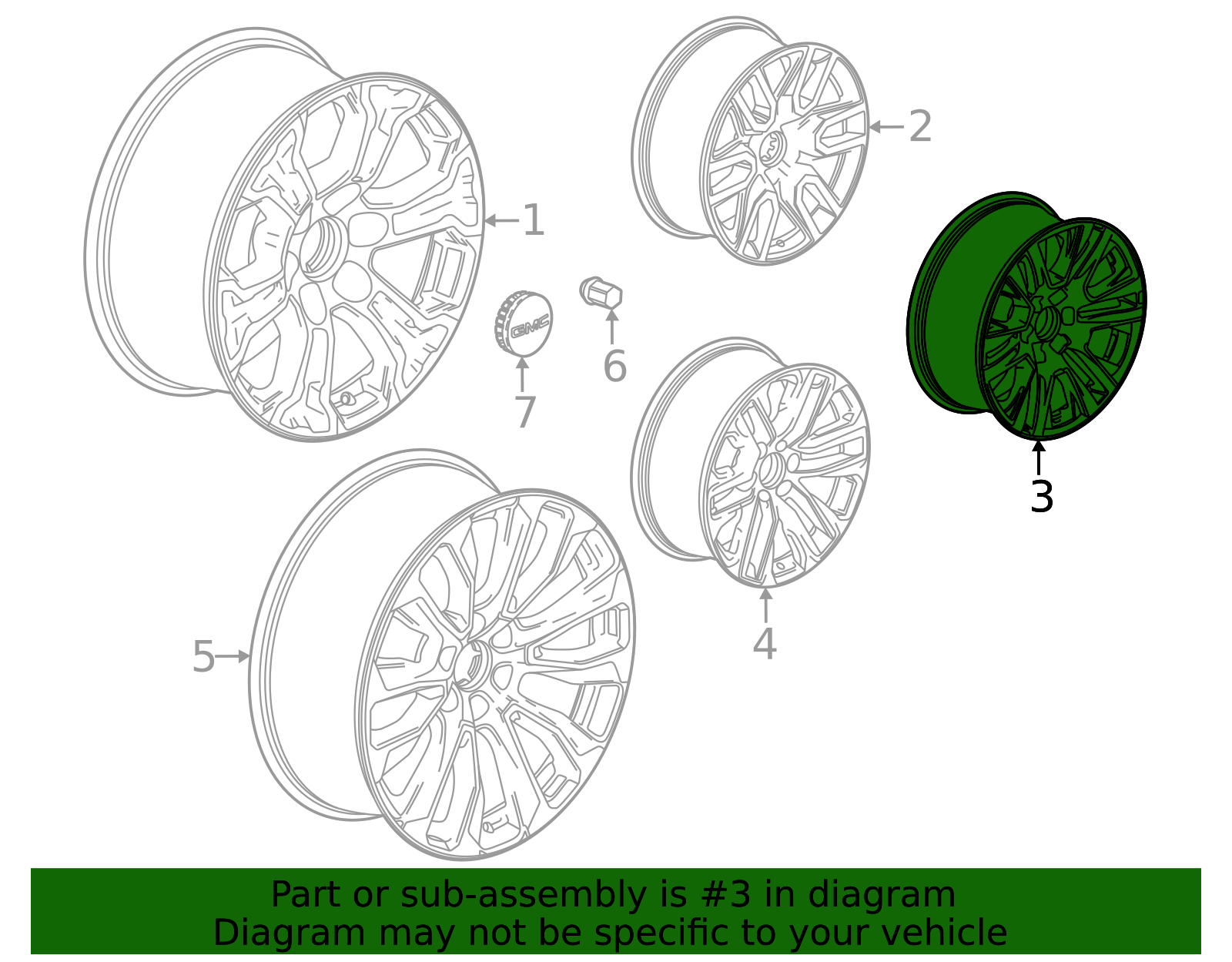 2025 GM 22x9-Inch Aluminum Split-Spoke Wheel 84802386 GM ...