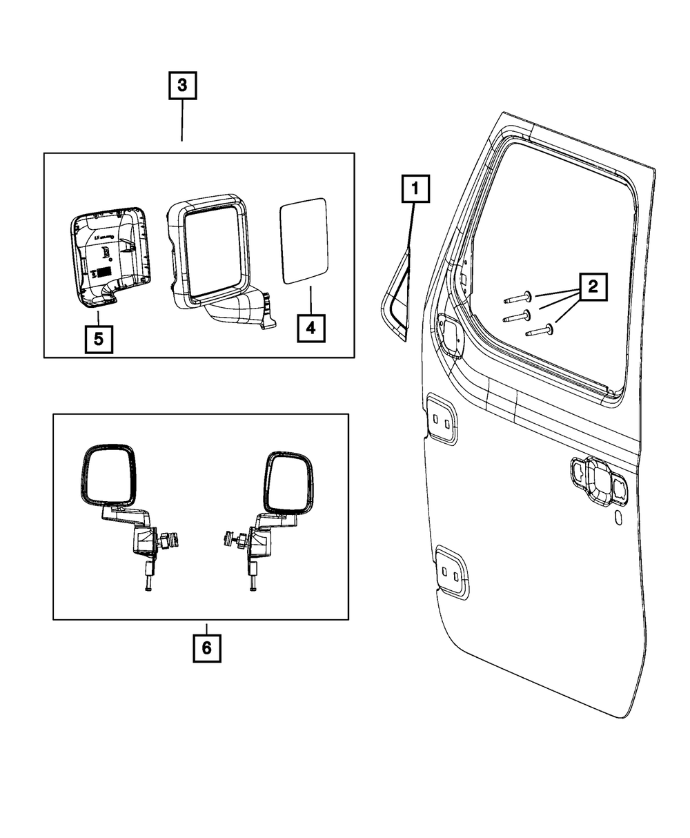 OEM Mopar Outside Rear-View Mirror, Right For 2024 Jeep Wrangler - Part ...