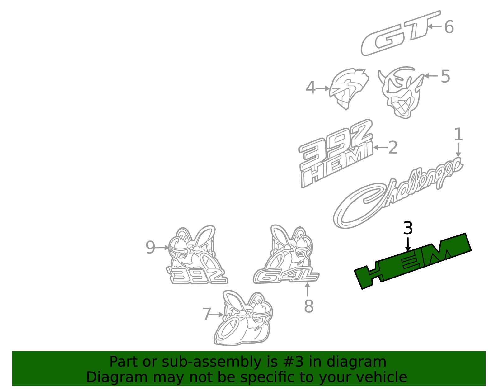 2016-2019 Dodge Challenger Nameplate 68292587AB | Mopar Parts Canada