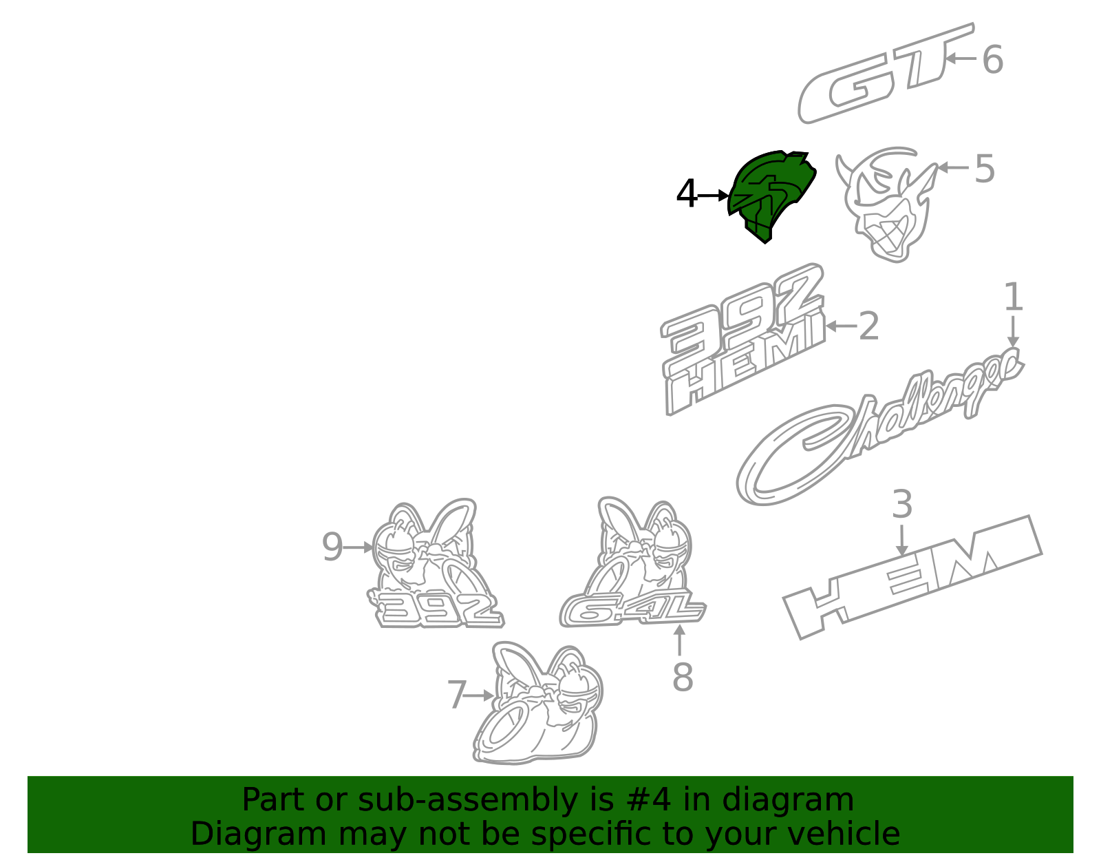 2022-2023 Dodge Challenger Nameplate 68564504AA | Mopar Parts Canada