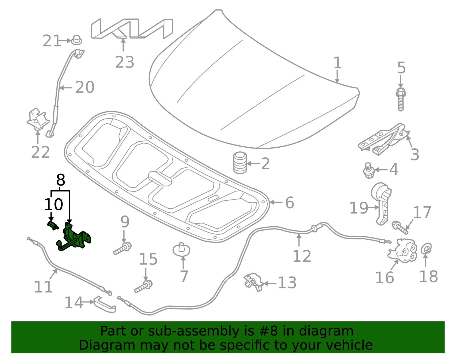 2021-2023 Kia Sorento Hood Latch 81130-R5000 | TascaParts.com