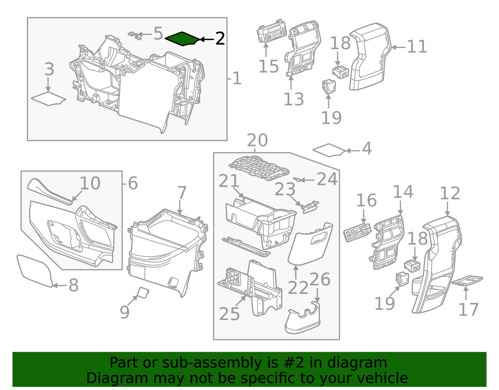 2020-2023 GMC Acadia Black Front Floor Console Compartment Liner ...