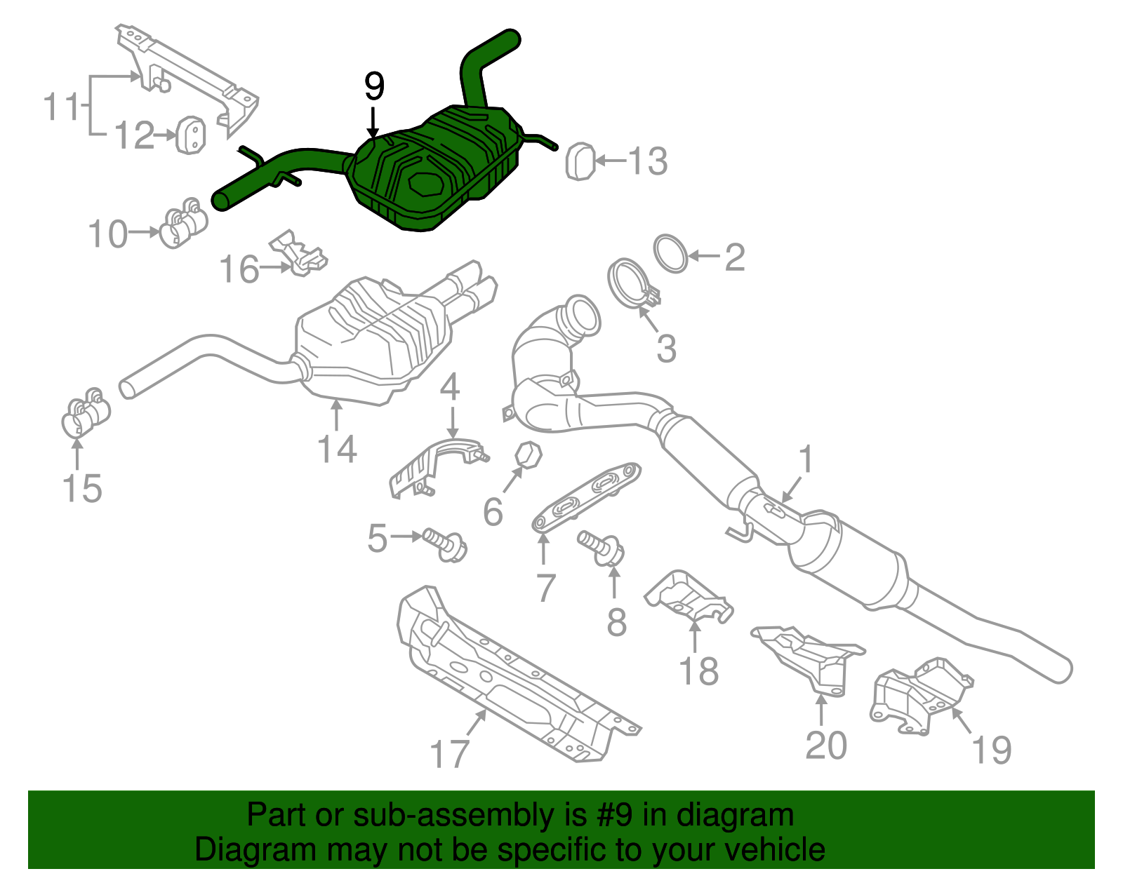 2016-2018 Volkswagen Jetta Rear Muffler 5C6-253-609-AE | vwpartscenter