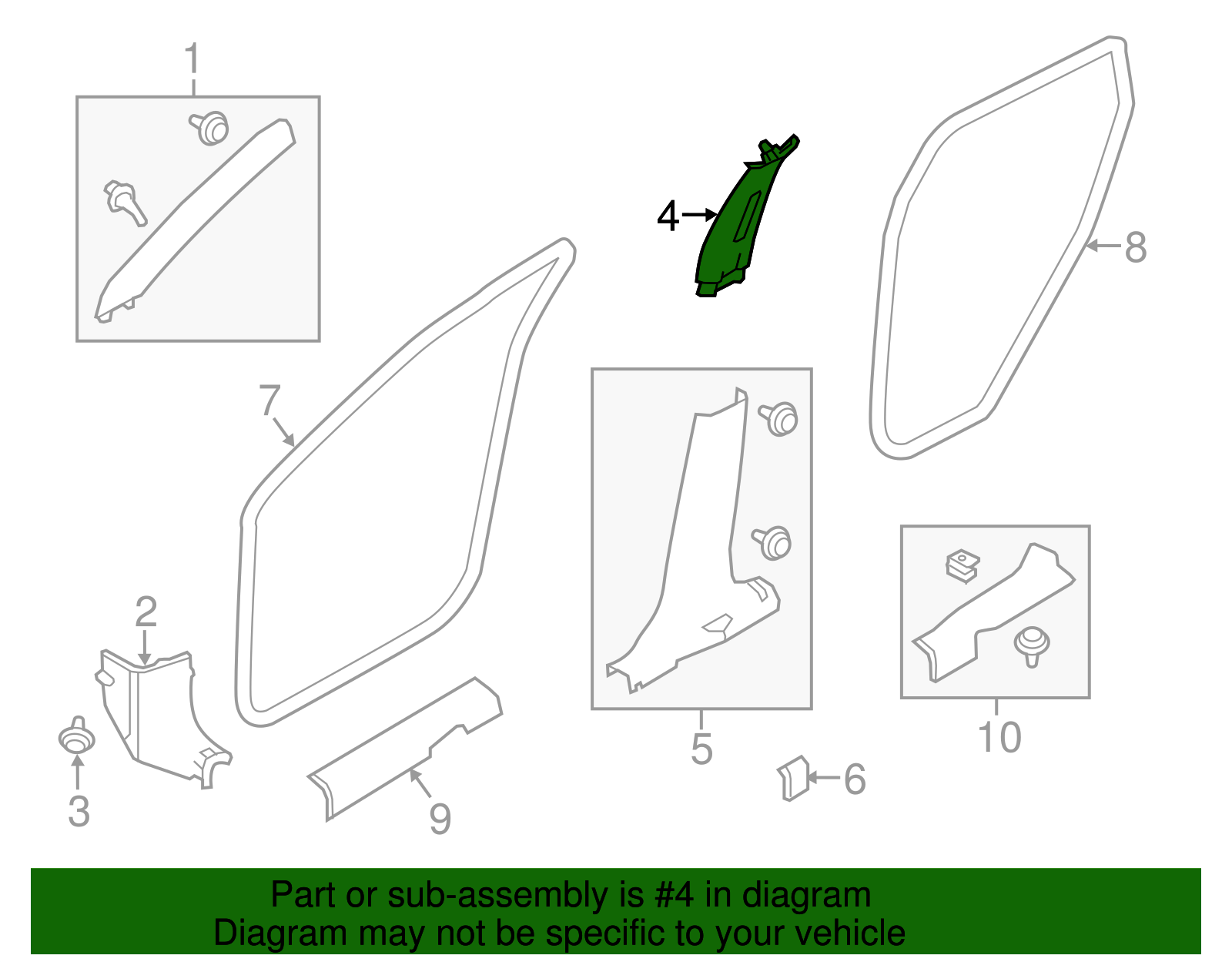 2014-2020 Nissan Rogue Upper Center Pillar Trim 76913-4BA2A | Bill Kay ...