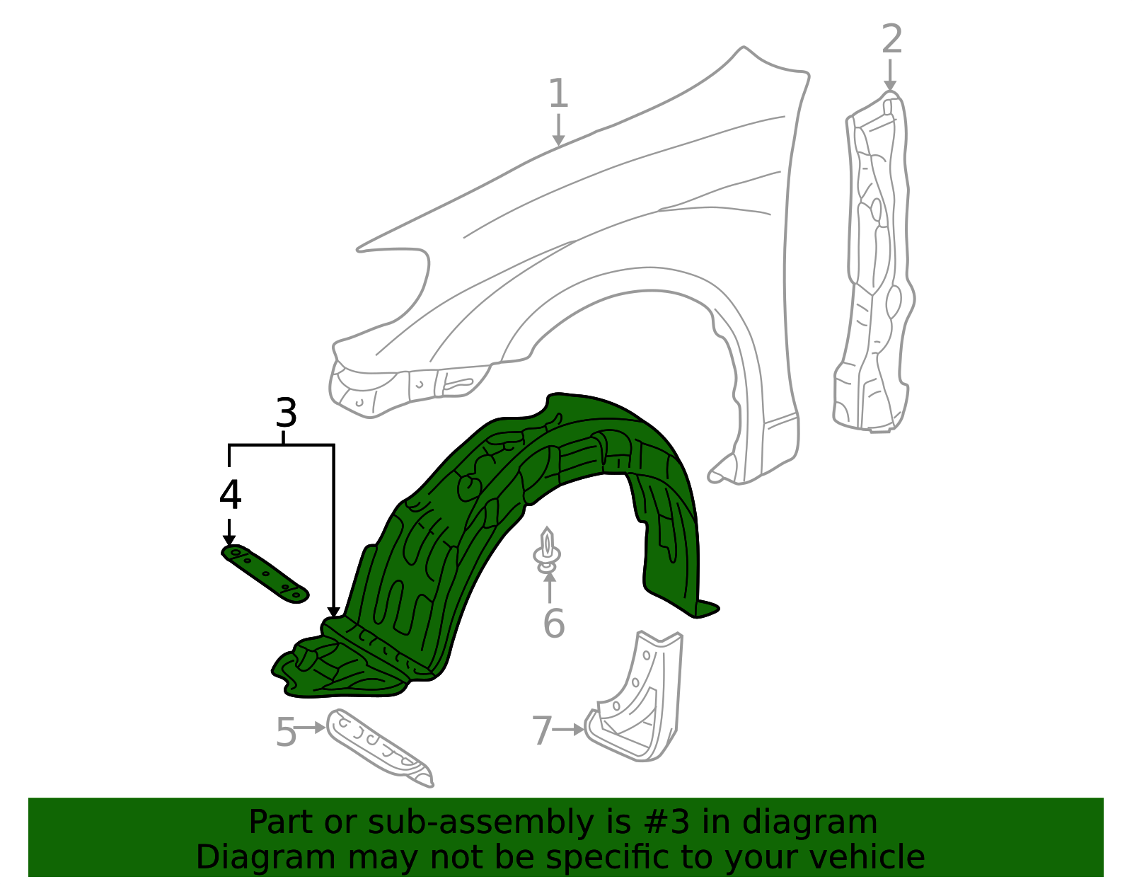 2003-2008 Toyota Corolla Fender Liner - PASSENGER SIDE 53875-12380 ...