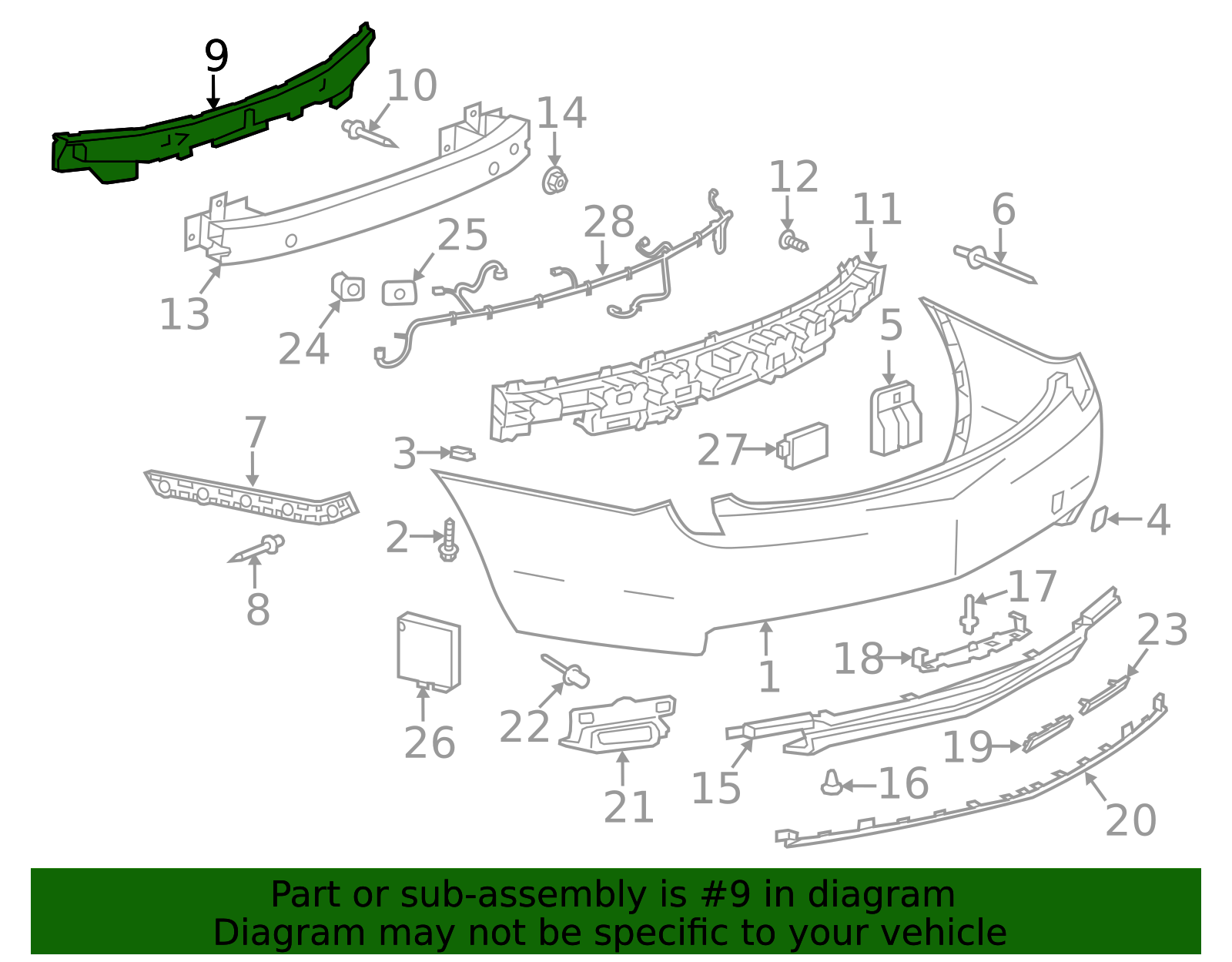 2013-2017 Cadillac XTS Rear Bumper Fascia Center Bracket 22975423 ...