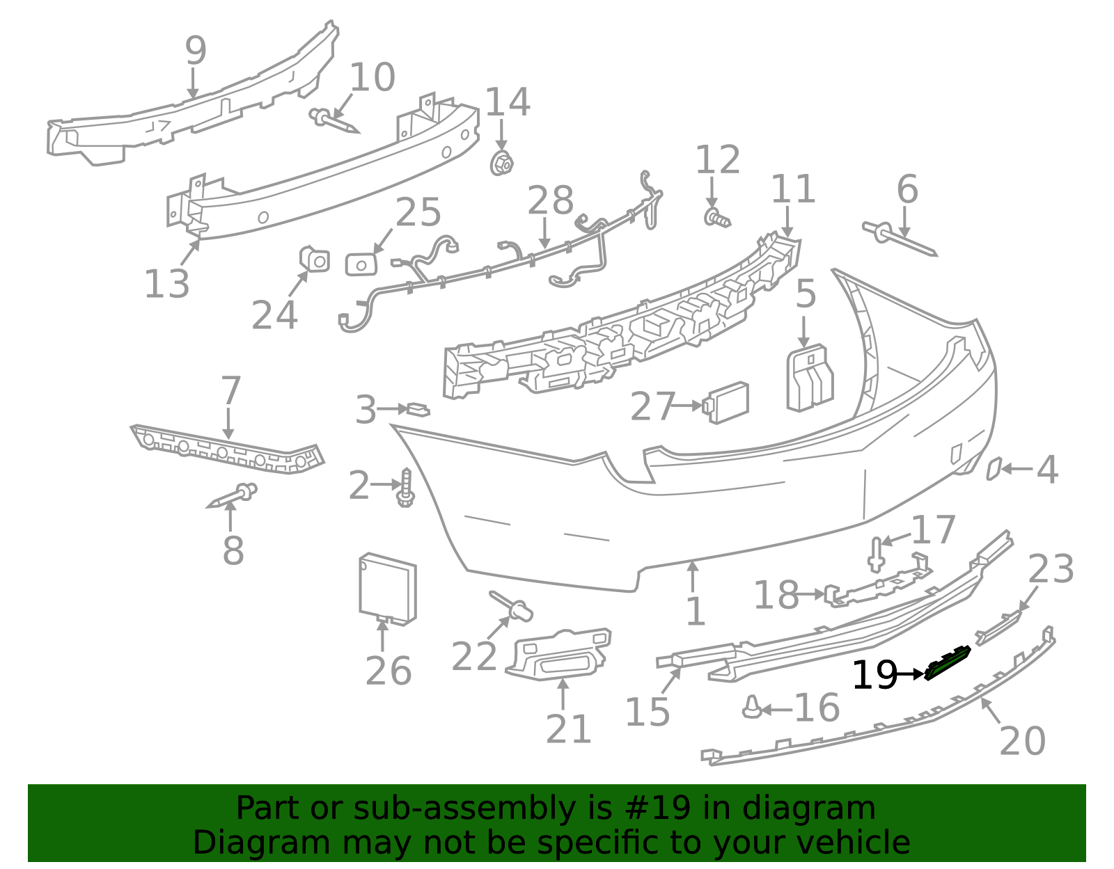 2013-2017 Cadillac XTS Passenger Side Rear Bumper Filler 22751349 GM ...