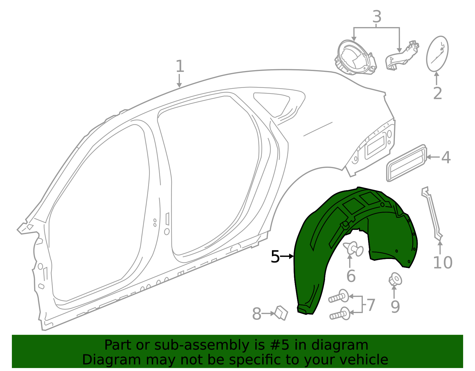 2014-2020 Chevrolet Impala Rear Driver Side Wheelhouse Liner 23124173 ...