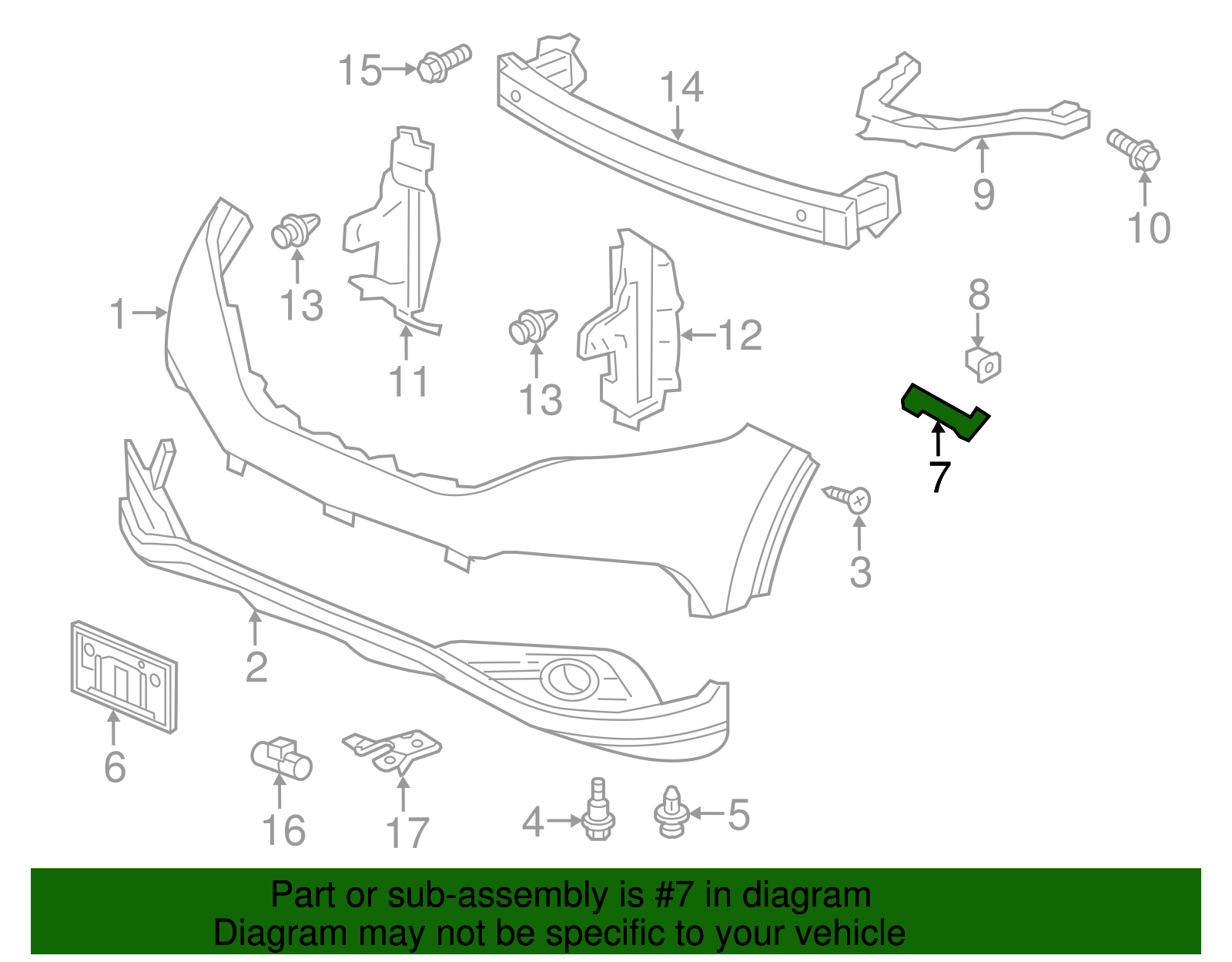 71198-T0A-A01 - Spacer L Front Bumper Side - 2012-2016 Honda CR-V ...