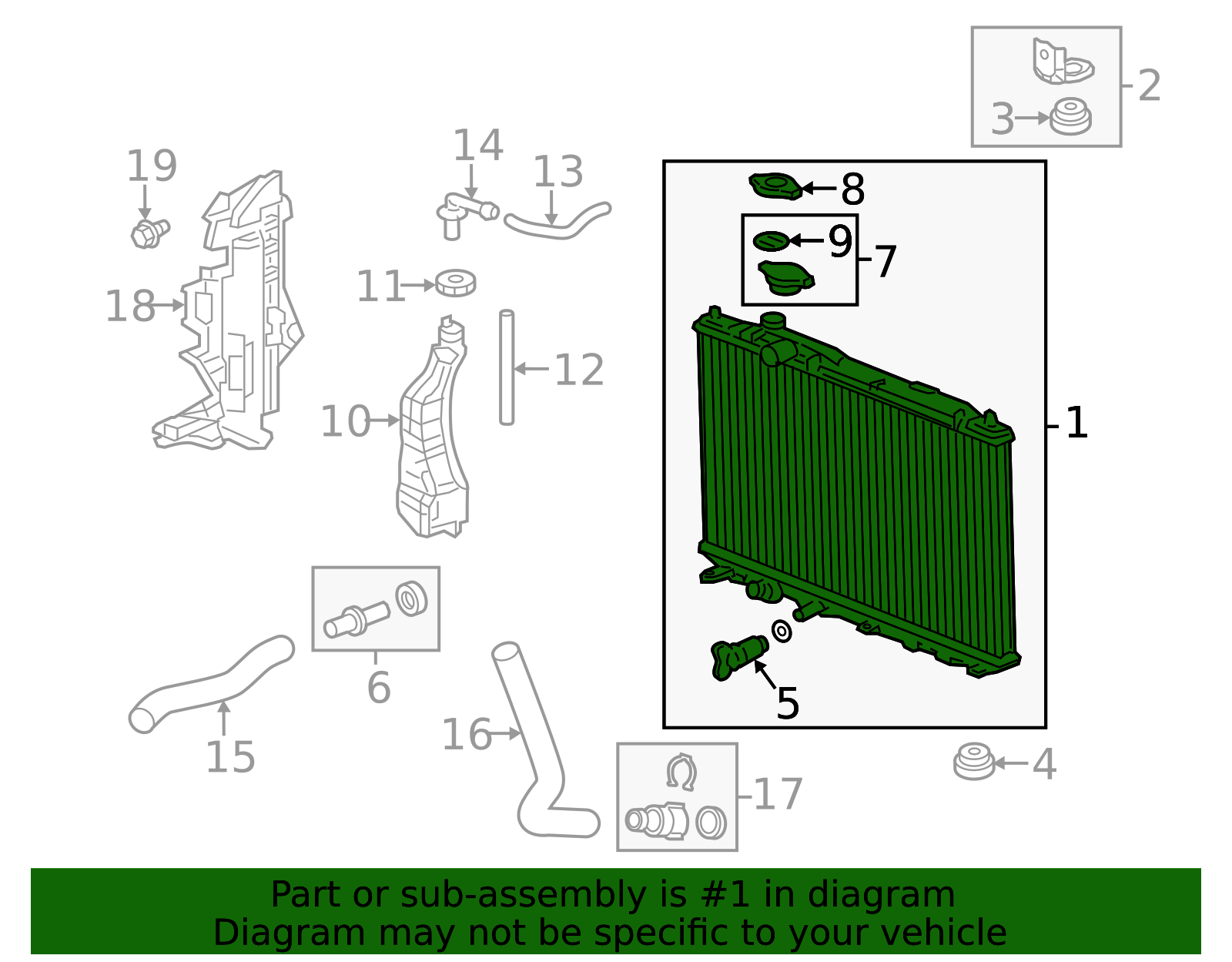 19010-R1B-A51 - Radiator (Denso) - 2012-2015 Honda Civic | Genuine ...