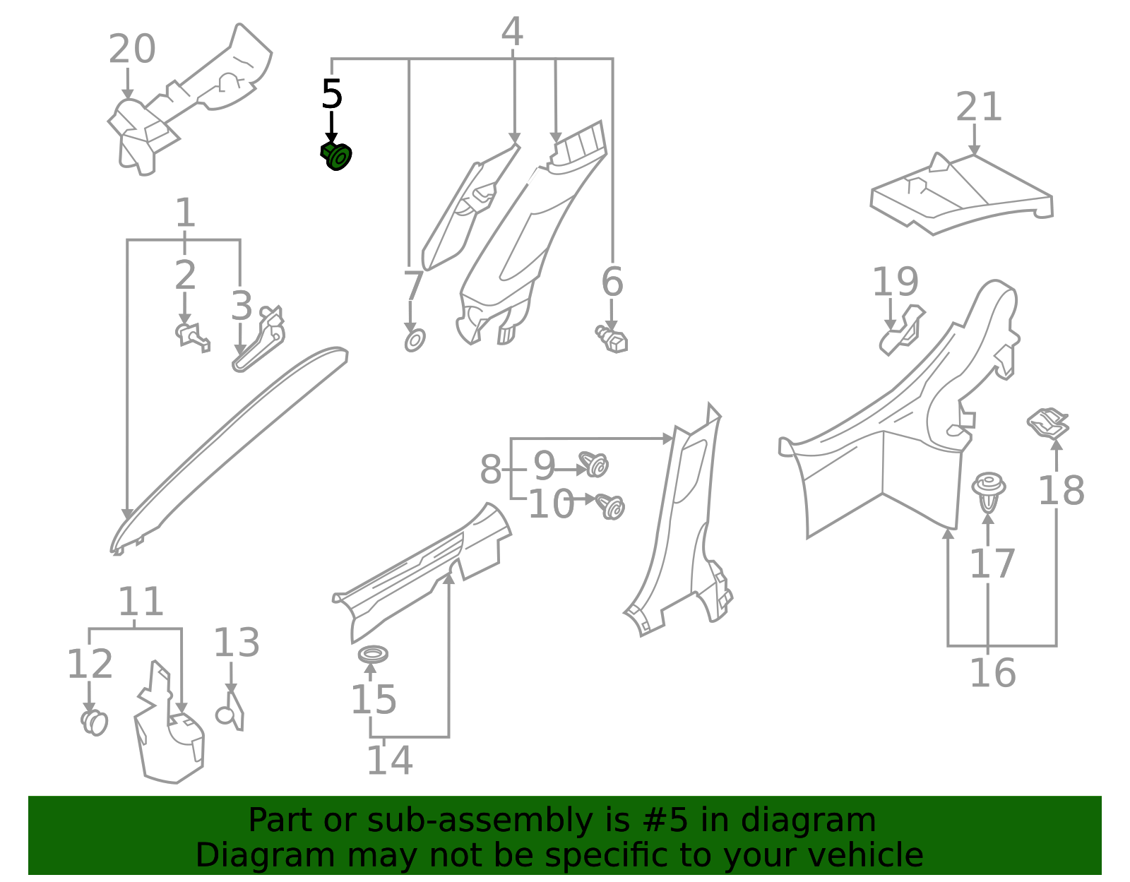 Lower Center Pillar Trim Clip 909130146 | Subaru Parts Guys
