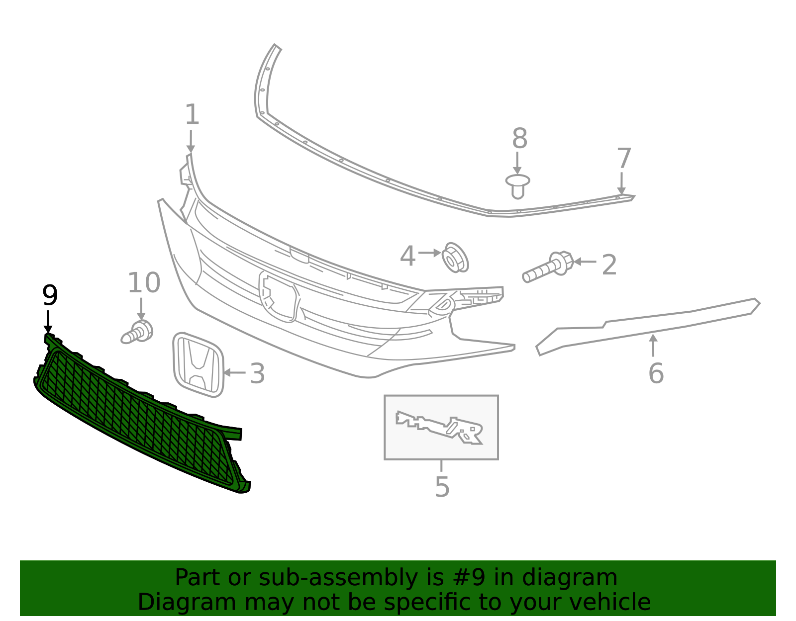 OEM 2017-2021 Honda Civic Lower Grille 71107-TGH-A00 | Honda Automotive ...