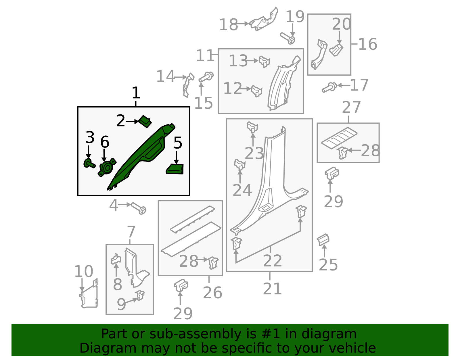 A-Pillar Trim Panel - OEM Interior Coverage LC3Z-2503598-DB ...