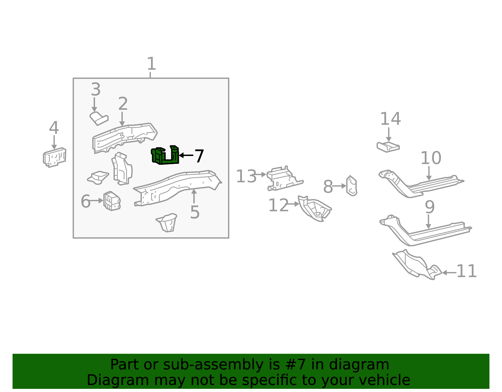 2002-2018 Toyota Frame Side Member Reinforcement 57155-06010 | Toyota ...