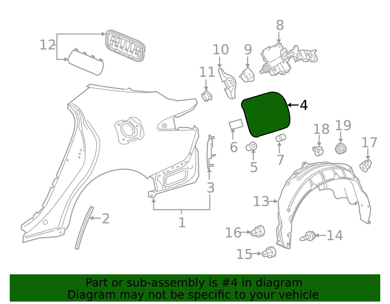 Genuine Official Toyota Fuel Door part# 77350-06180 for 2018-2024 ...