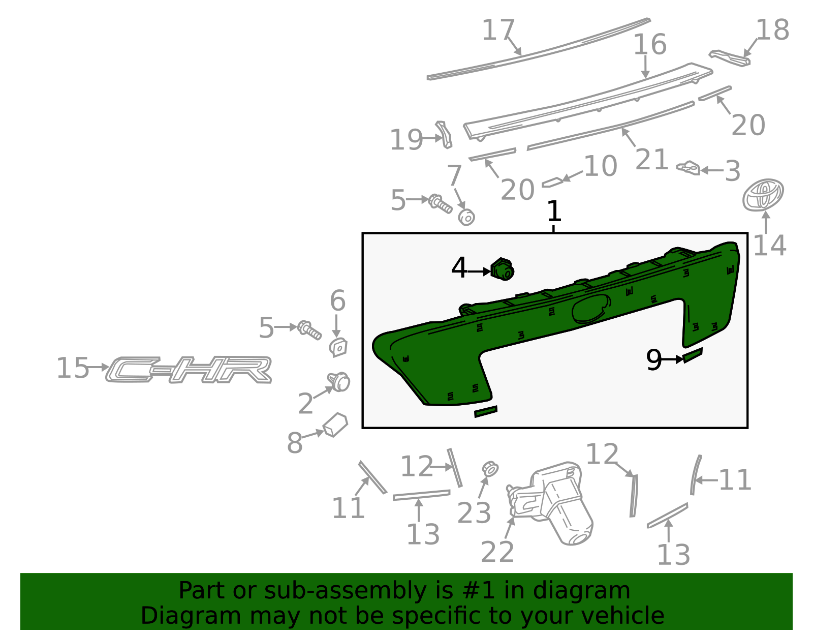 2018-2022 Toyota C-HR Finish Molding 76811-F4901 | MotorMotor