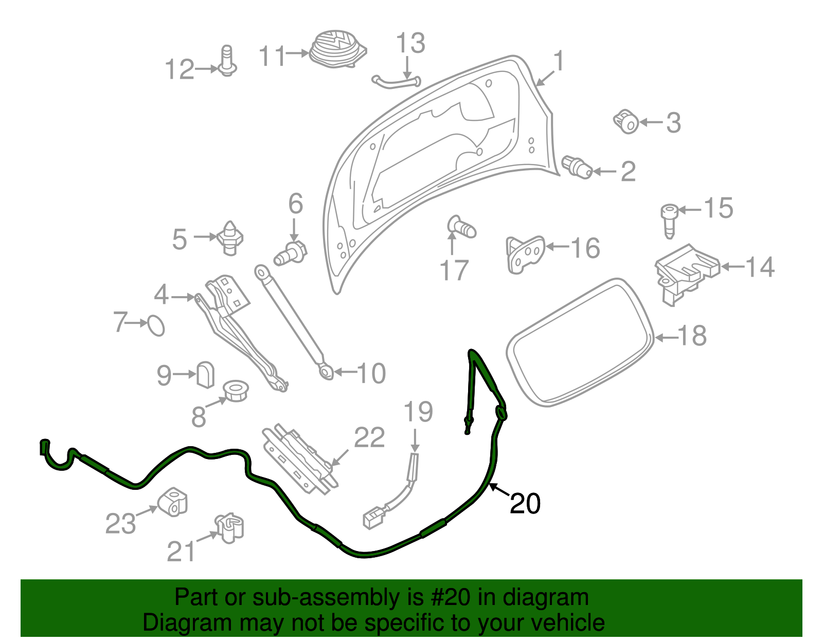 2014-2019 Volkswagen Beetle Release Cable 5C1-827-532-D-82V | vwpartscenter