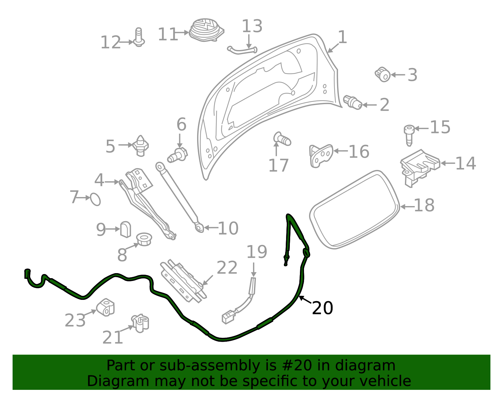 5C1-827-532-D-PX7 - High-Quality Deck Lid Release Cable for 2013-2019 ...