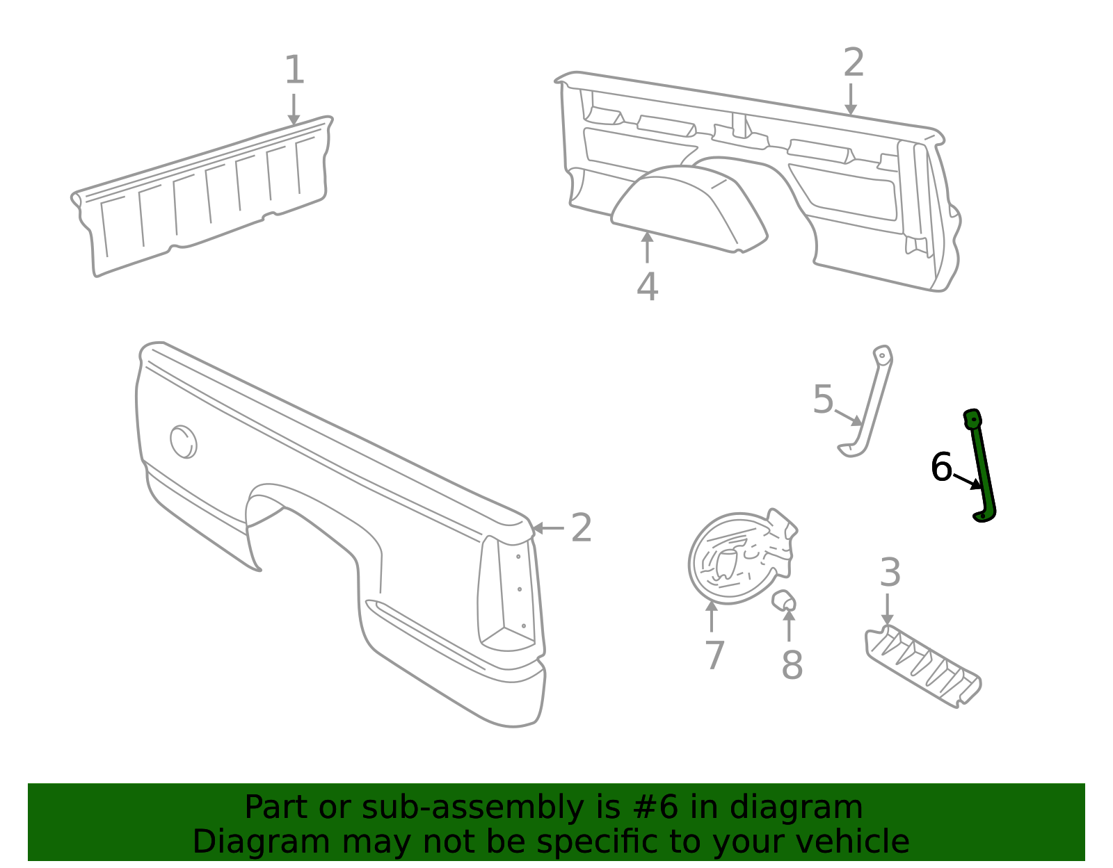 Pickup Box Side Panel Rear Brace 15530906 | Parts McElveen