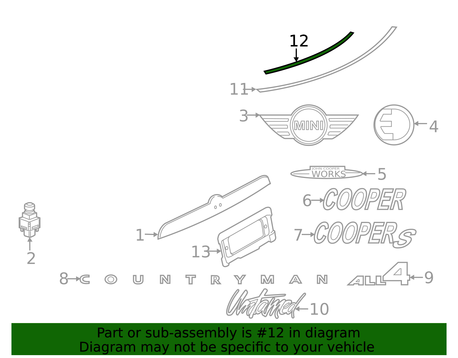 51-13-7-389-451 - Molding Retainer Strip 2017-2024 Mini Cooper ...
