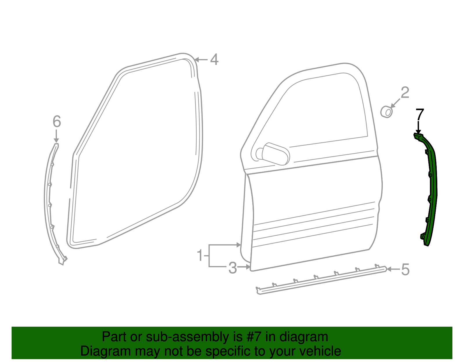 55372711AD - B Pillar Lower Weatherstrip Left - 2009-2020 Mopar | Mopar ...