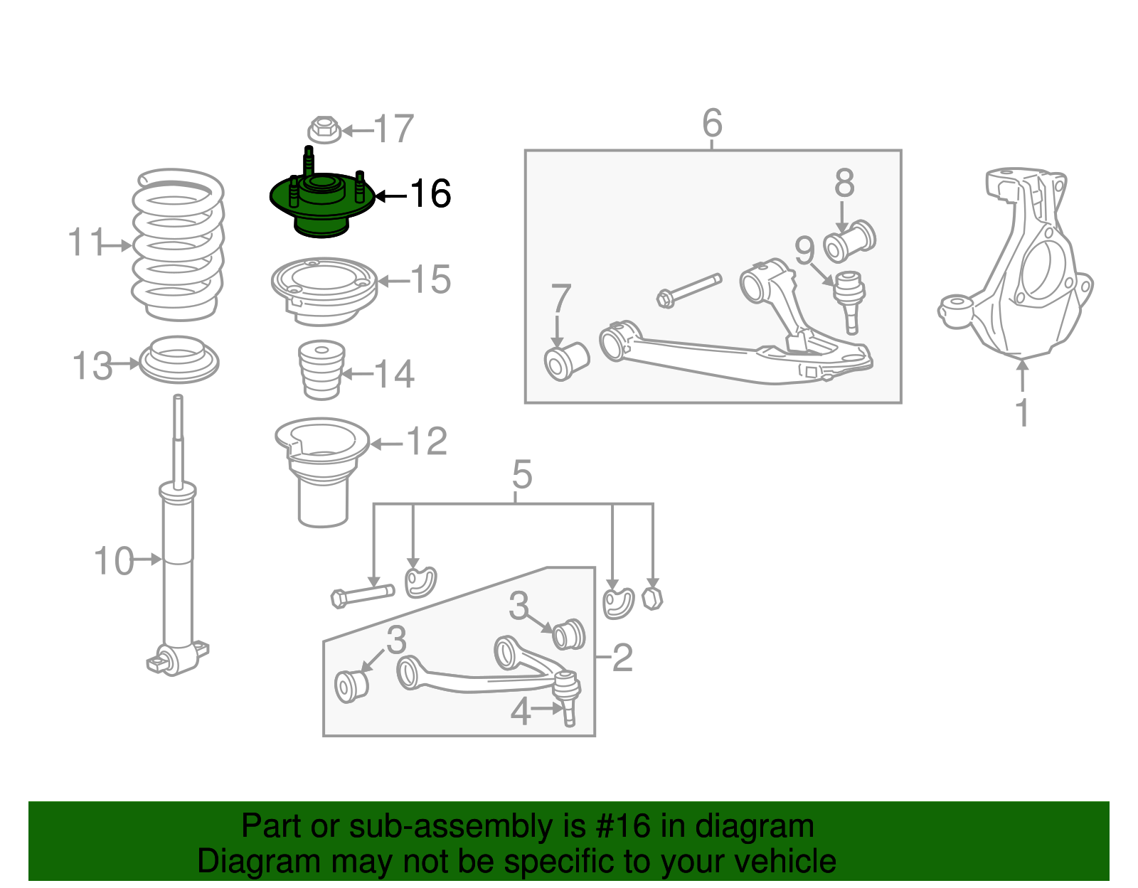 2007-2014 GM Front Shock Absorber Upper Mount 25869477 | OEM Parts Online