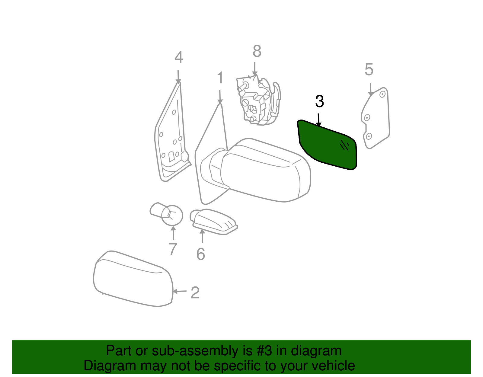 2004-2010 Nissan Mirror Glass 96365-7S600 | Nissan Parts Central