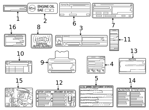 Labels for 2025 Toyota Highlander | Toyota Parts Center